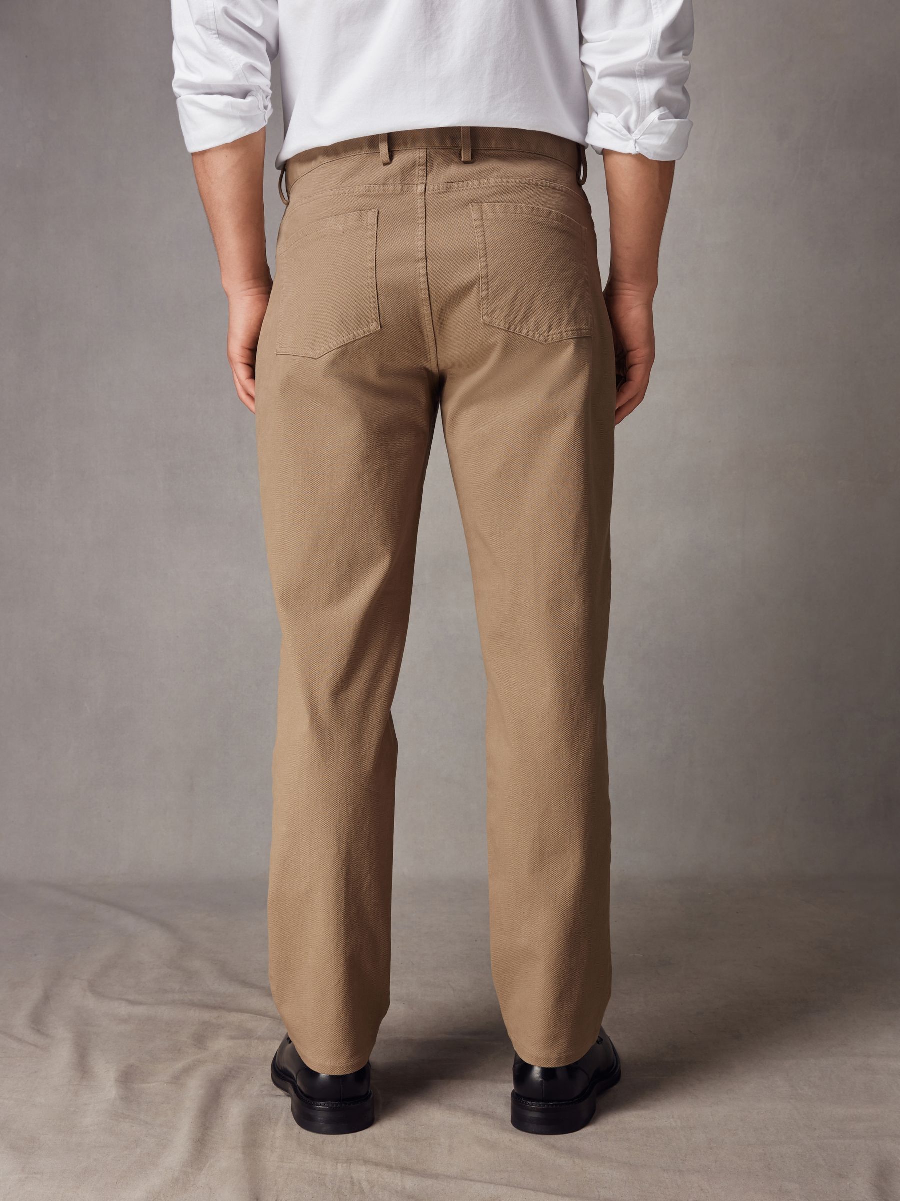 Buy Stone Straight Fit Textured Smart Chinos with Stretch from the Next ...