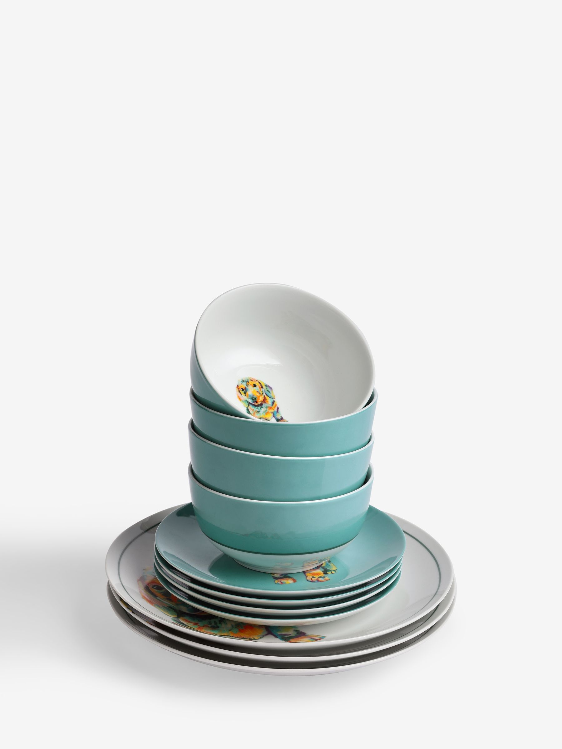 Buy 12 Piece Teal Blue Sausage Dog Dinner Set from the Next UK online shop
