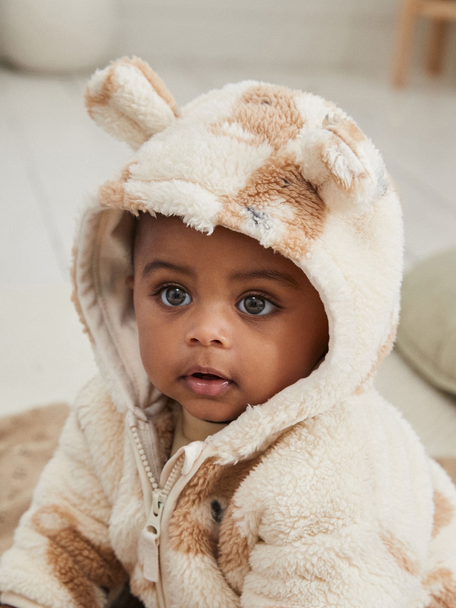 Buy Ecru Tan Bear Print Baby Cosy Fleece Jacket with 3d Ears 0mths 2yrs from the Next UK online shop