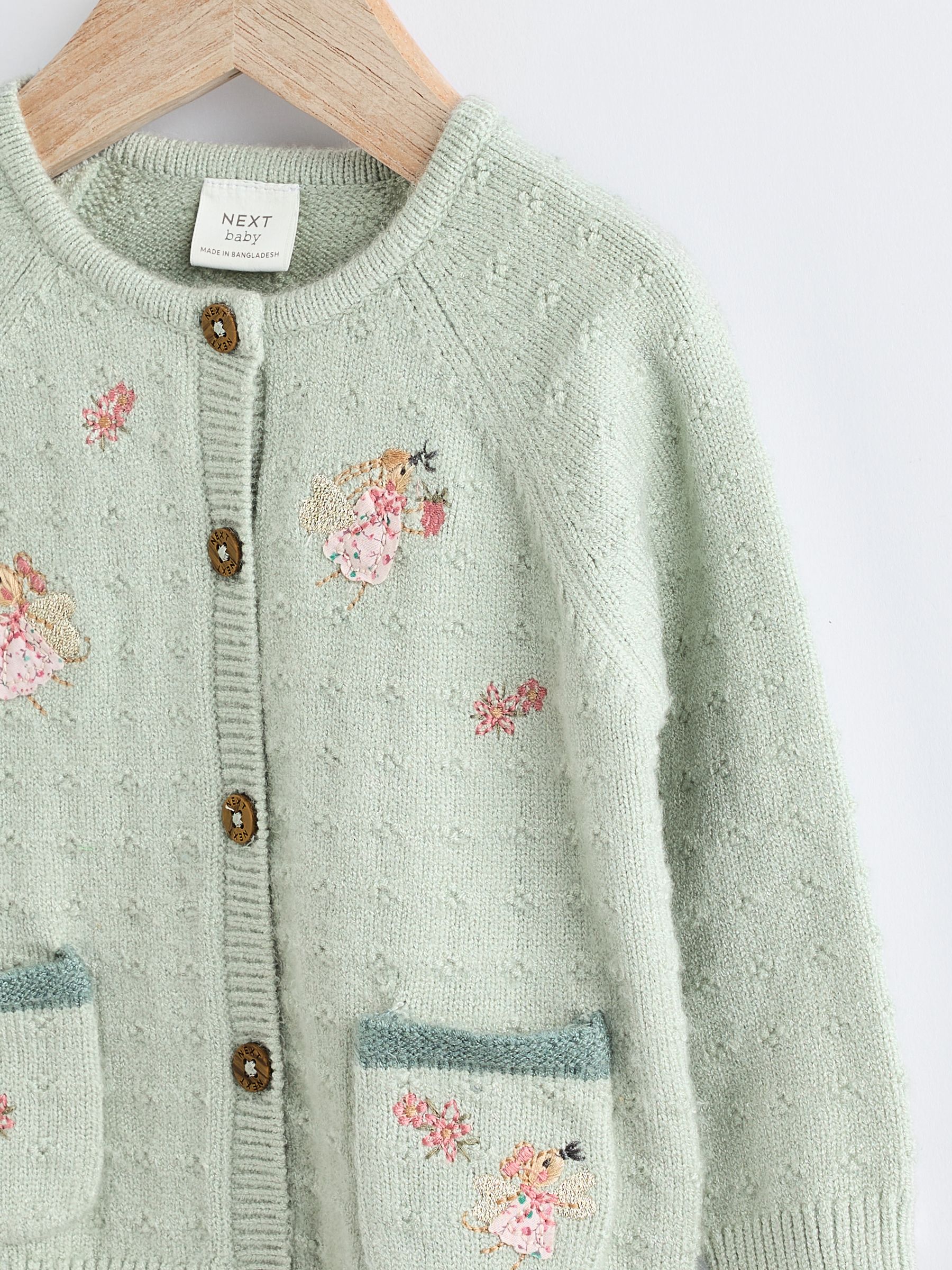 Buy Sage Green Fairy Embroidered Baby Cardigan (0mths-2yrs) from the ...