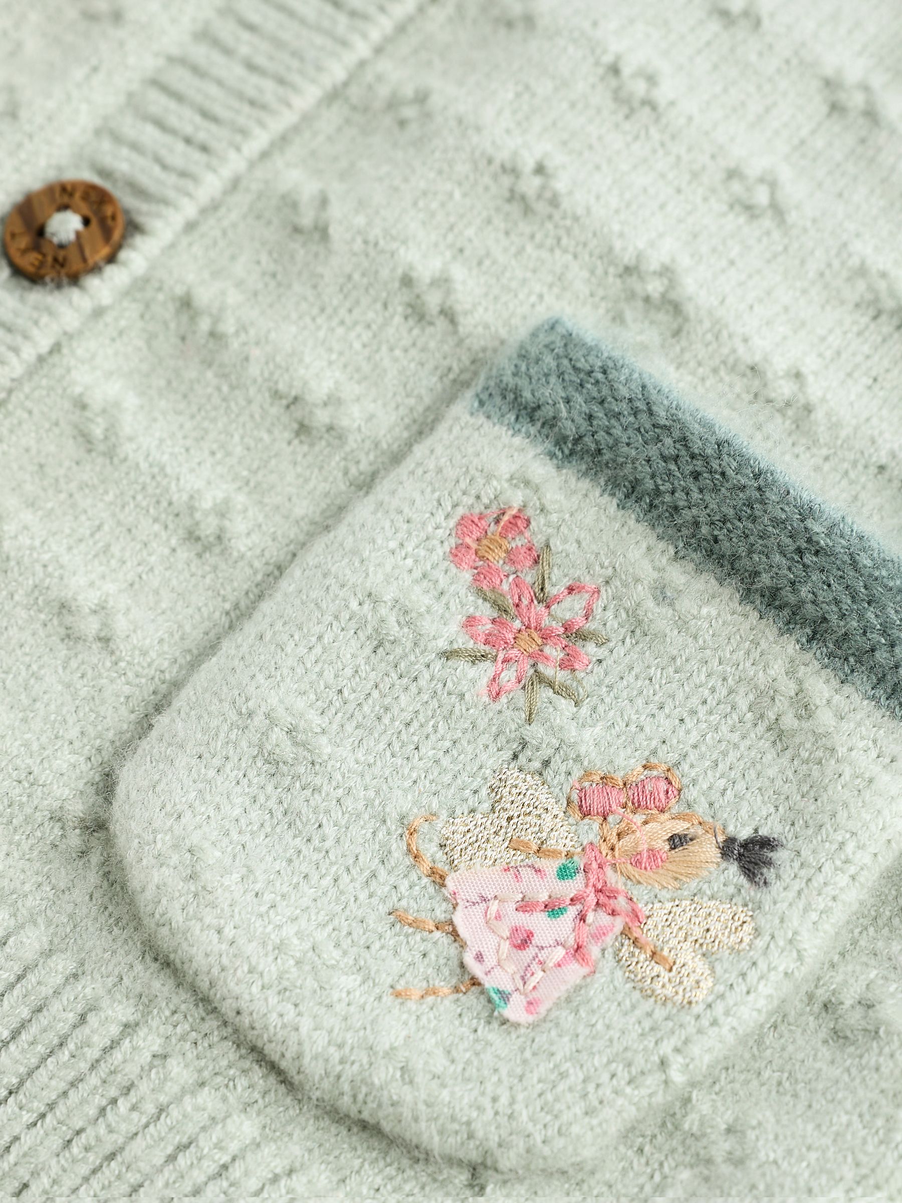 Buy Sage Green Fairy Embroidered Baby Cardigan (0mths-2yrs) from the ...