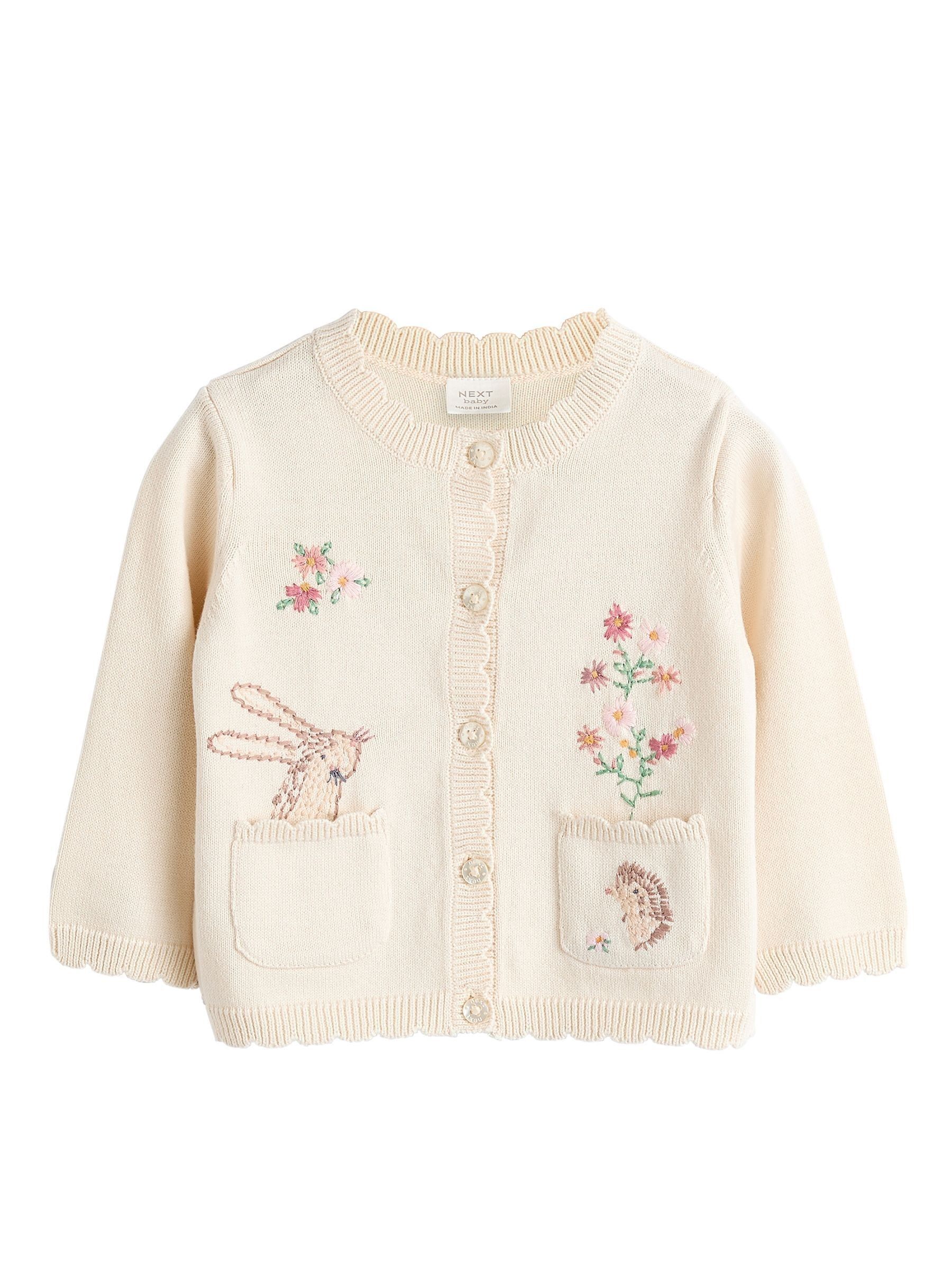 Buy Cream Bunny 100% Cotton Pointelle Knitted Floral Flower Baby ...