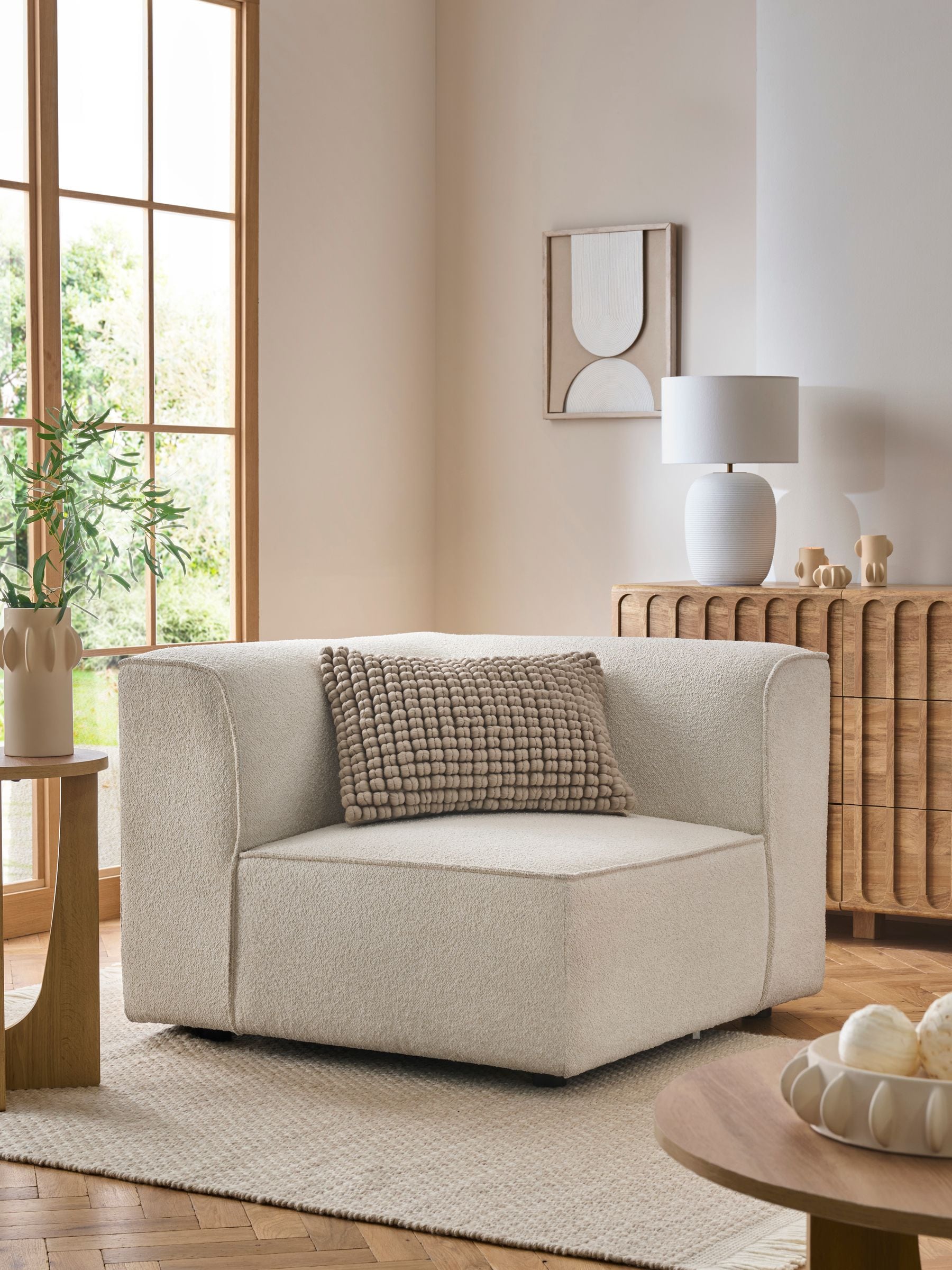 Buy Casual Boucle Oyster Single Corner Piece Alba Modular Sofa from the Next UK online shop