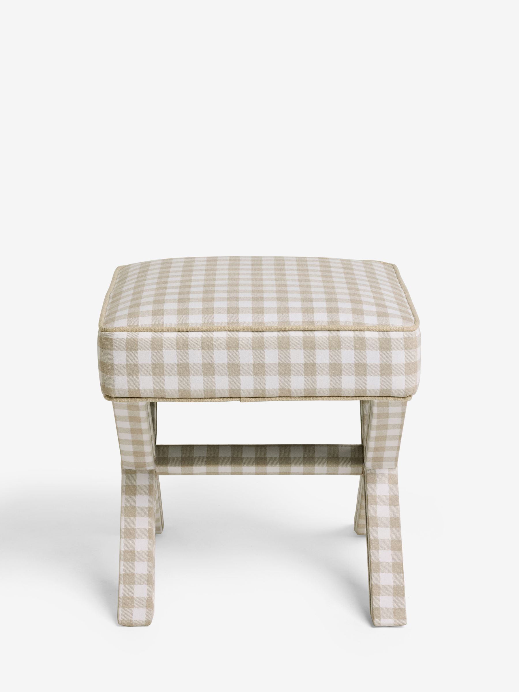 Buy Nina Campbell Natural Bracken Gingham Check Walton Footstool from ...