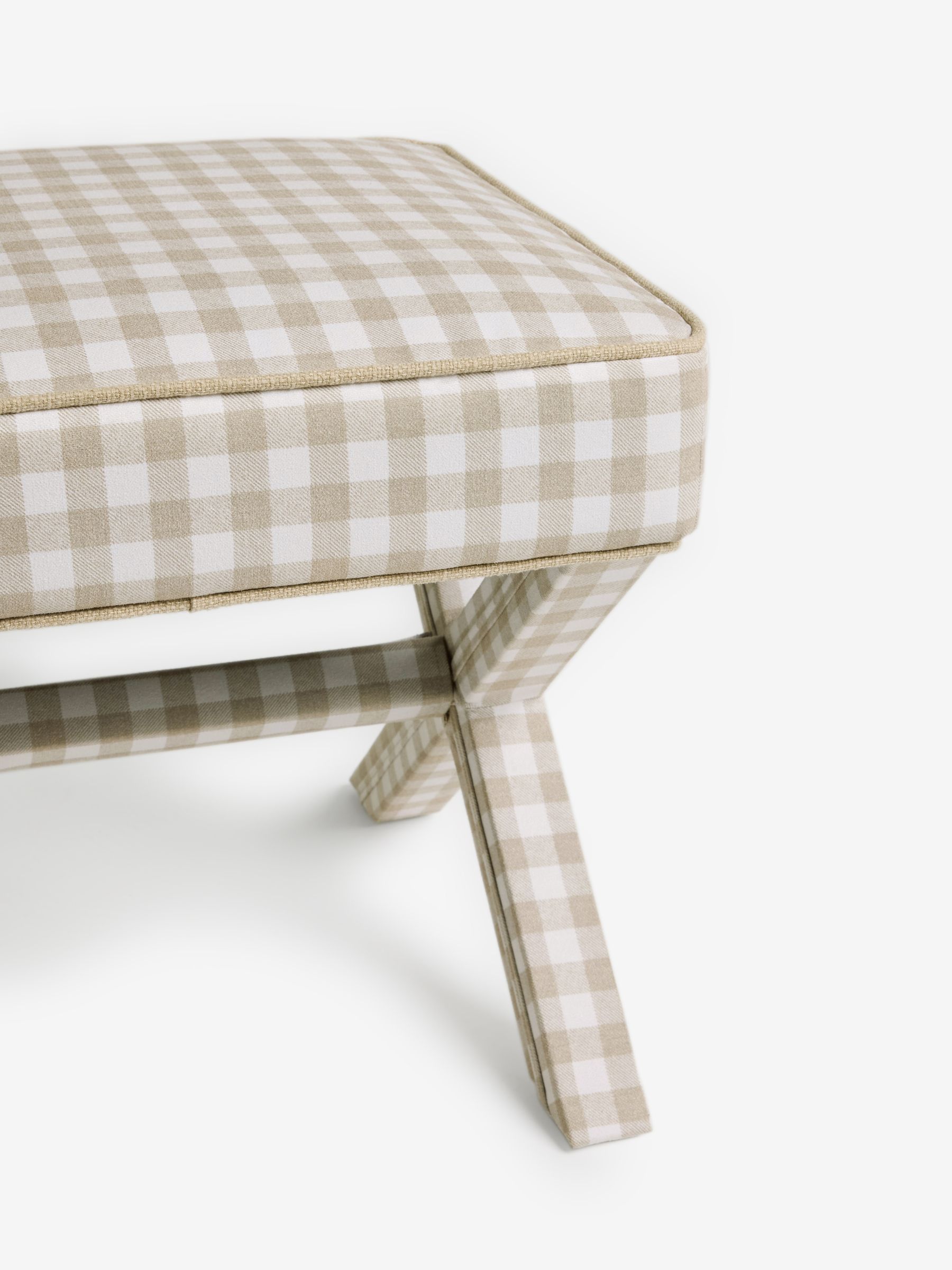 Buy Nina Campbell Natural Bracken Gingham Check Walton Footstool from ...