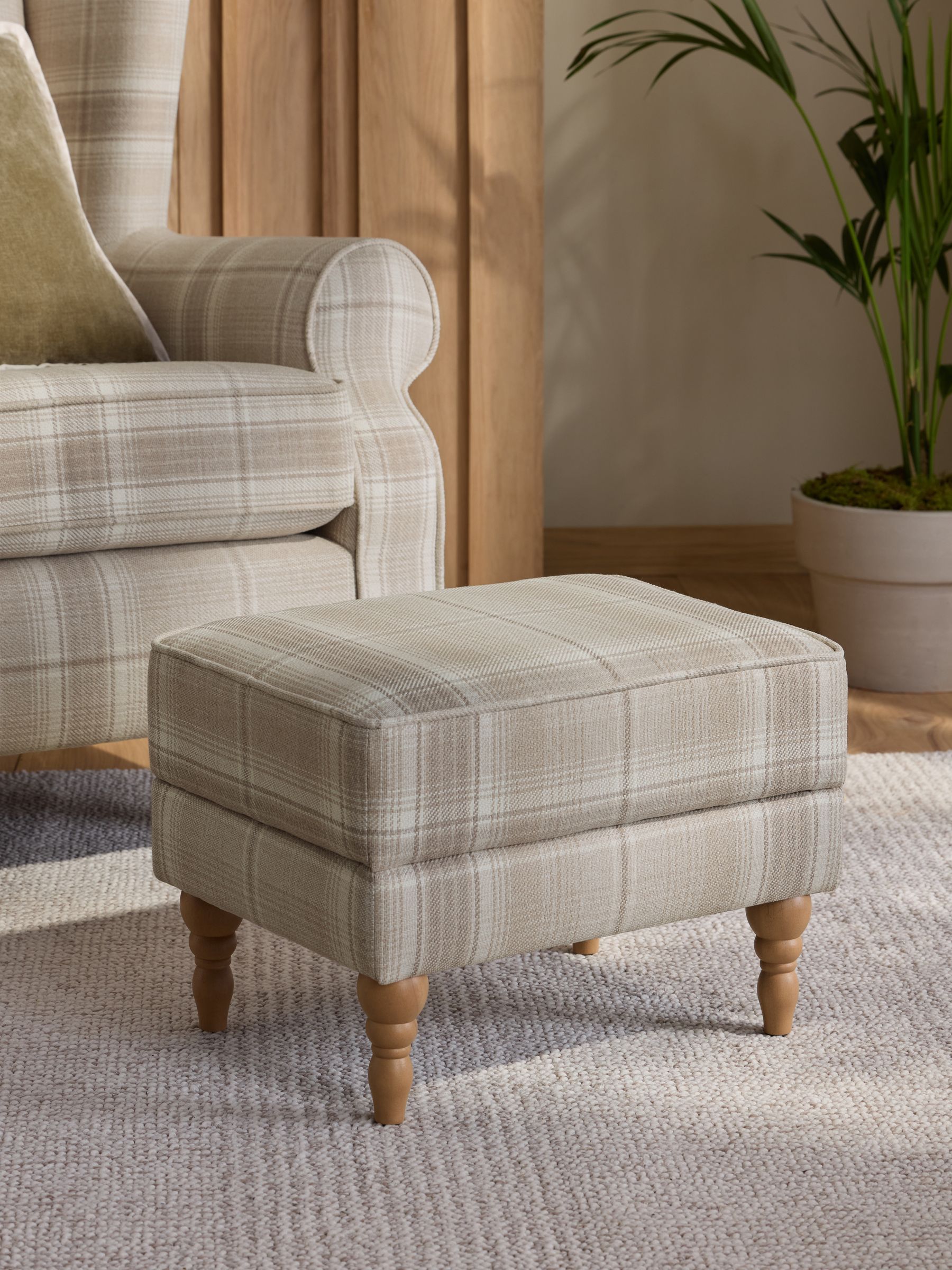 Buy Versatile Check Light Natural Sherlock Storage Footstool from the ...