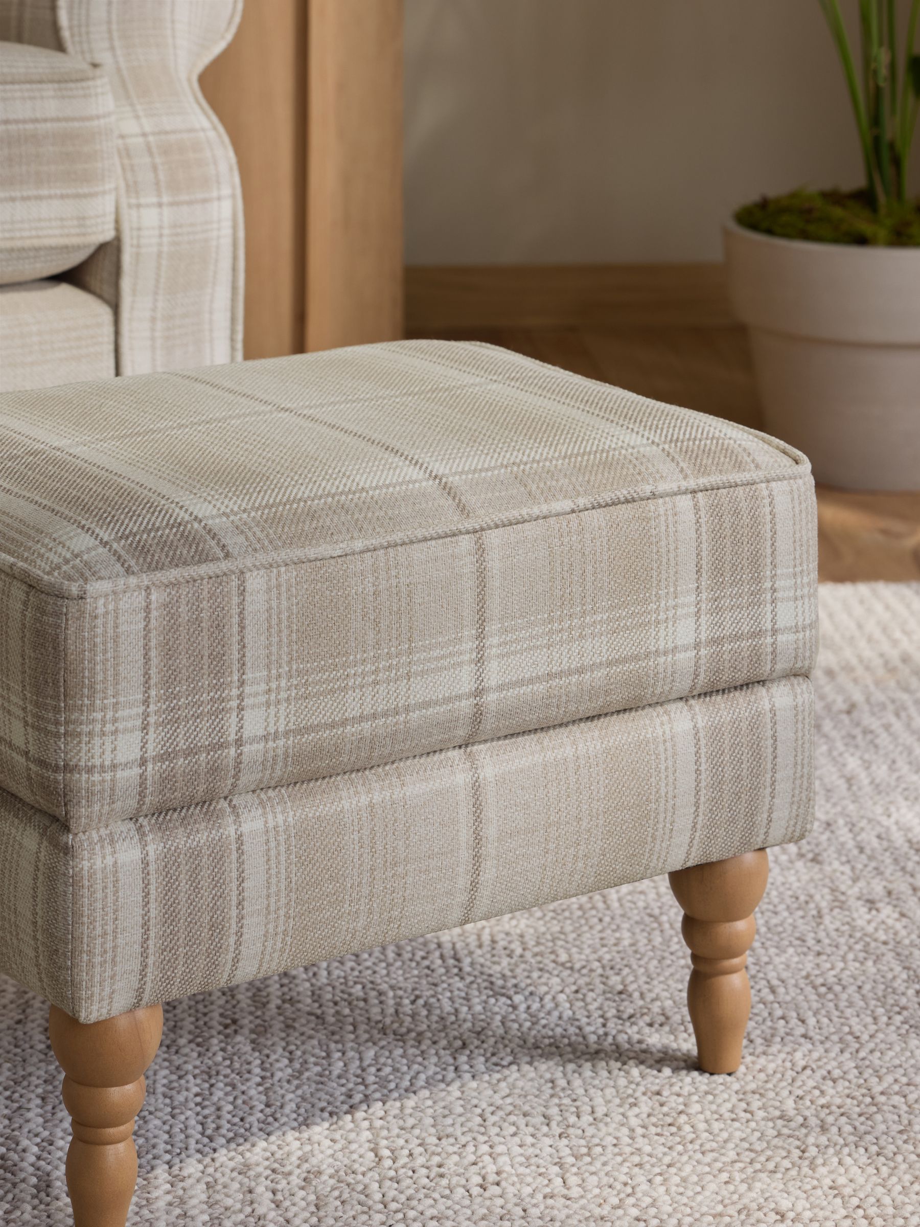 Buy Versatile Check Light Natural Sherlock Storage Footstool from the ...