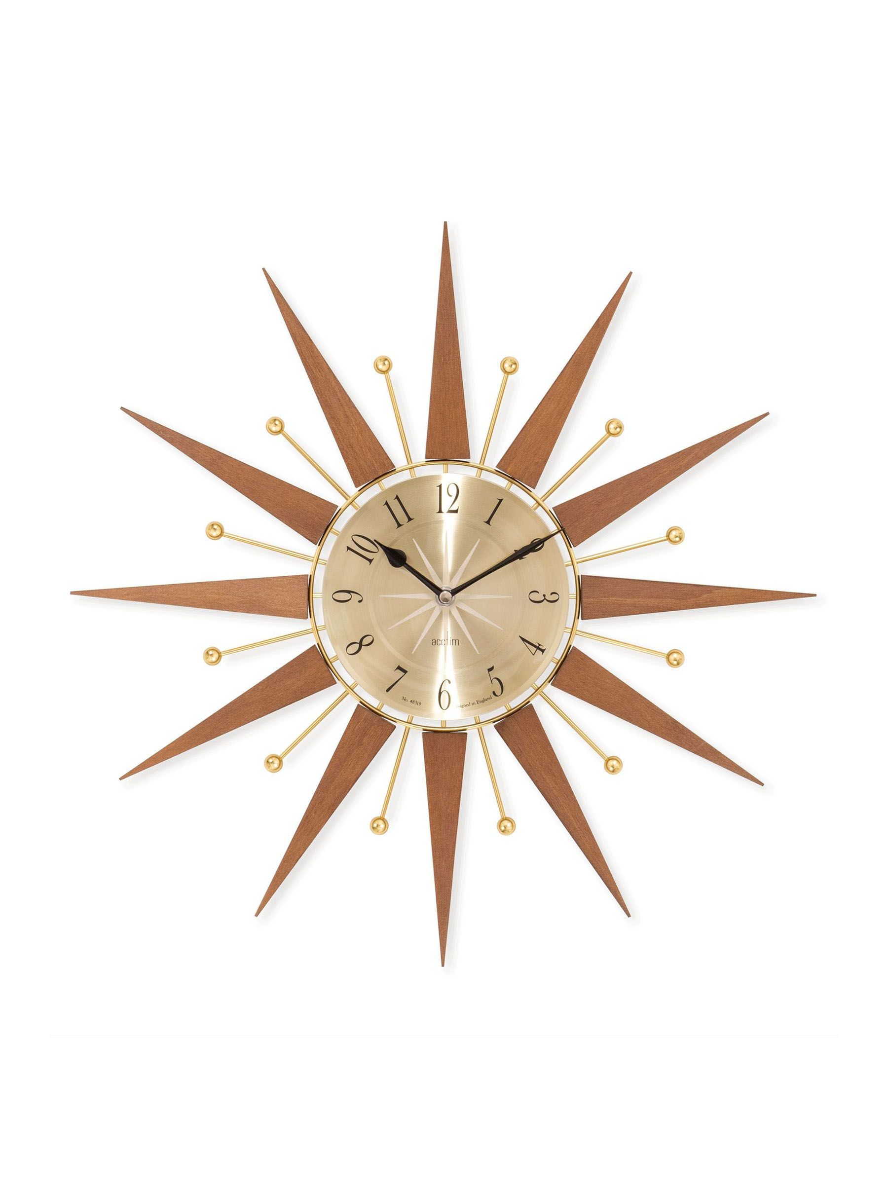 Buy Acctim Clocks Brown Wolcott 49cm Wood and Metal Spoke Wall Clock ...