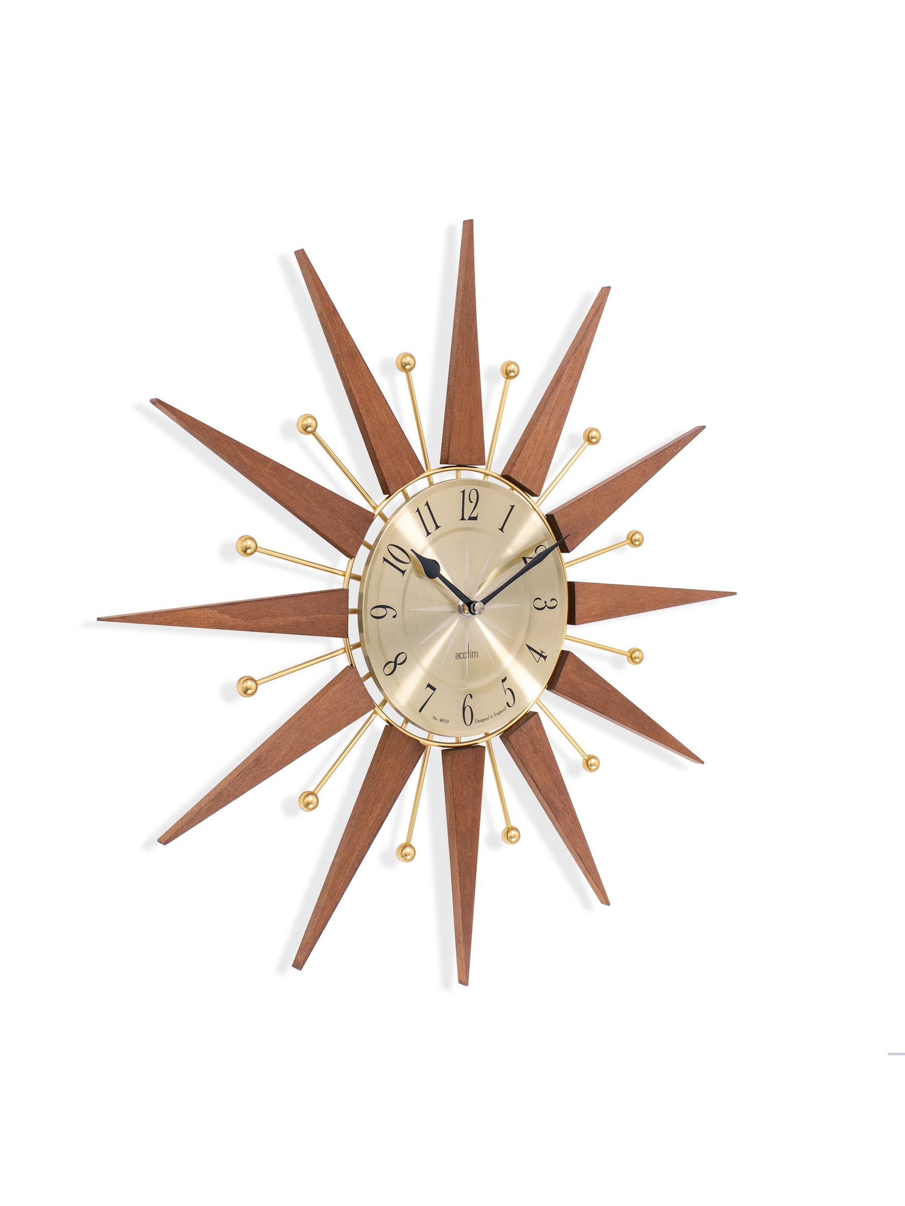 Buy Acctim Clocks Brown Wolcott 49cm Wood and Metal Spoke Wall Clock ...