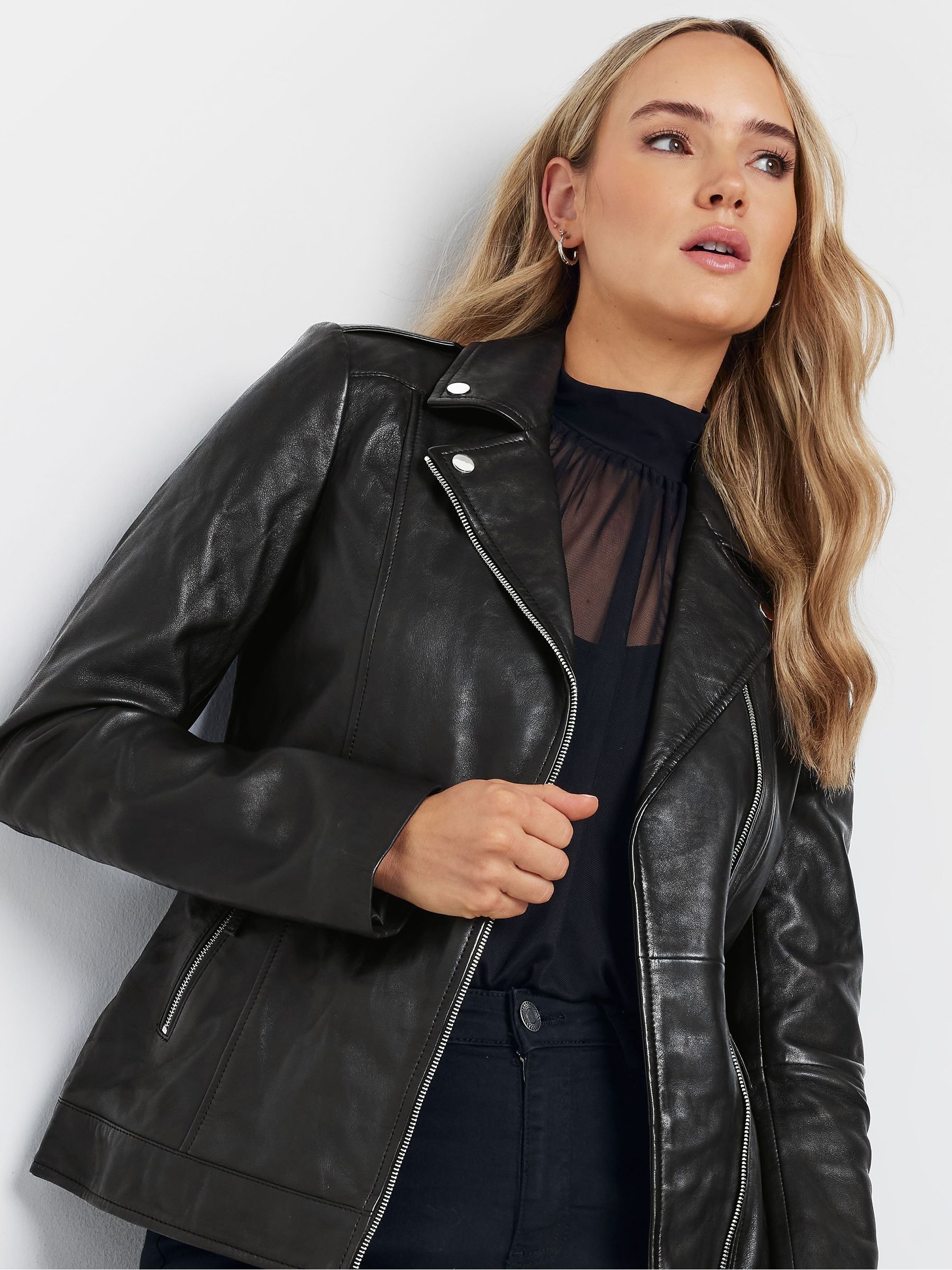 Buy Long Tall Sally Black Leather Biker Jacket from the Next UK online shop