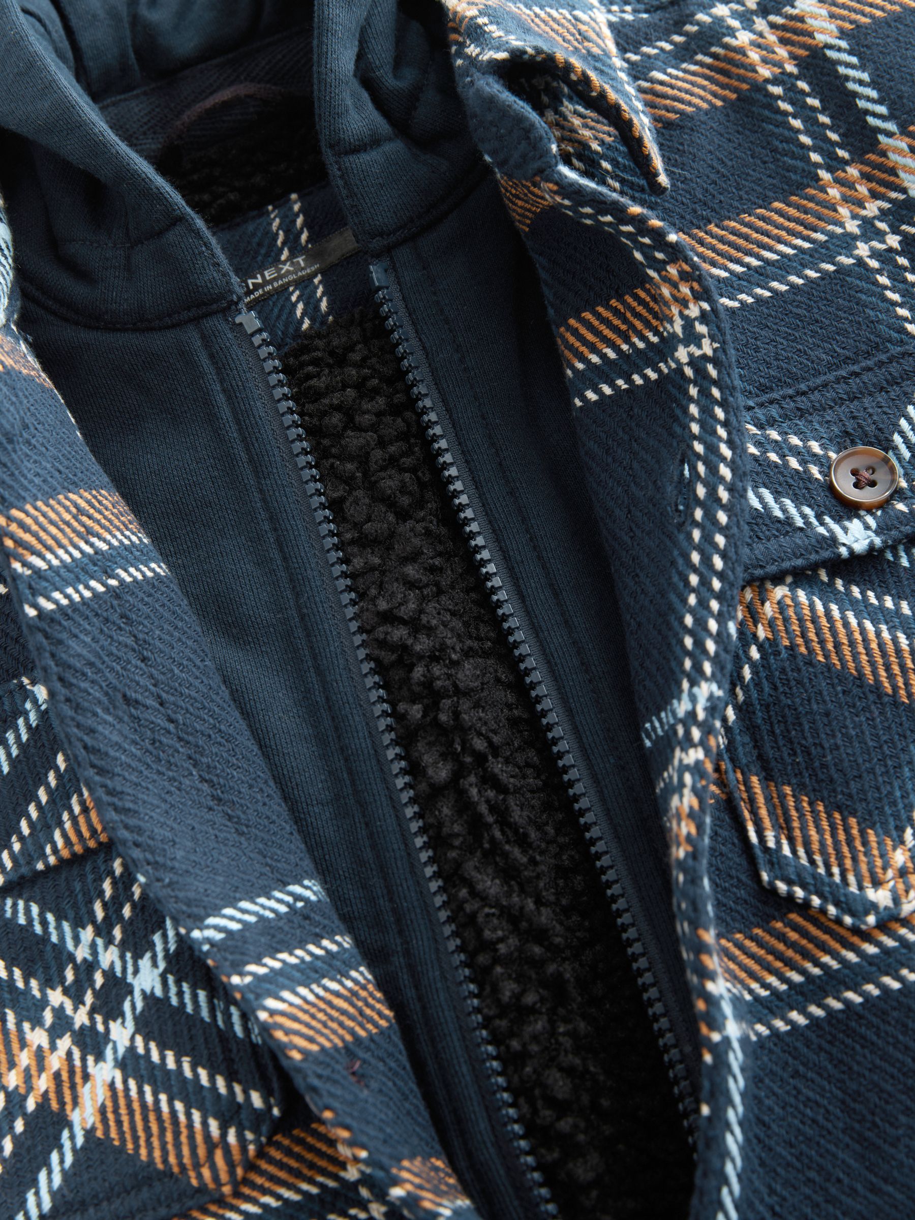 Buy Navy Blue Check Hooded Shacket (3-16yrs) from the Next UK online shop