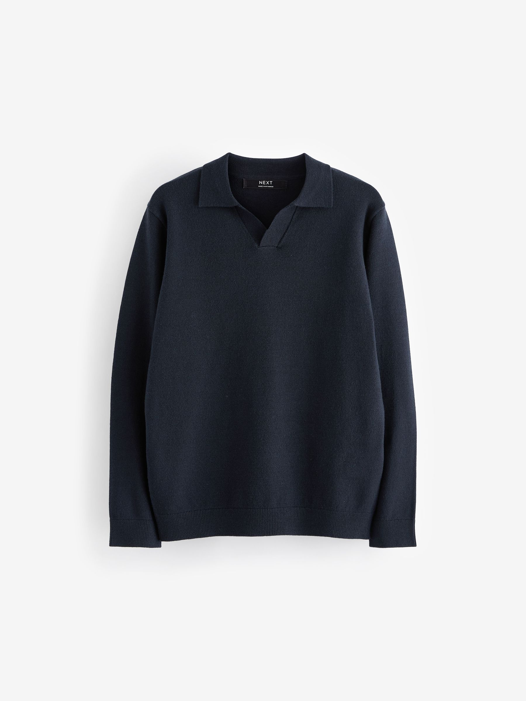 Buy Navy Blue Trophy Neck Knitted Long Sleeve Polo Shirt (3-16yrs) from ...