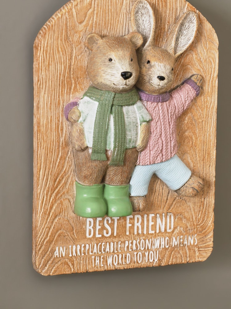 Buy Natural Bertie Bear and Rosie Rabbit Best Friends Hanging Sign from ...