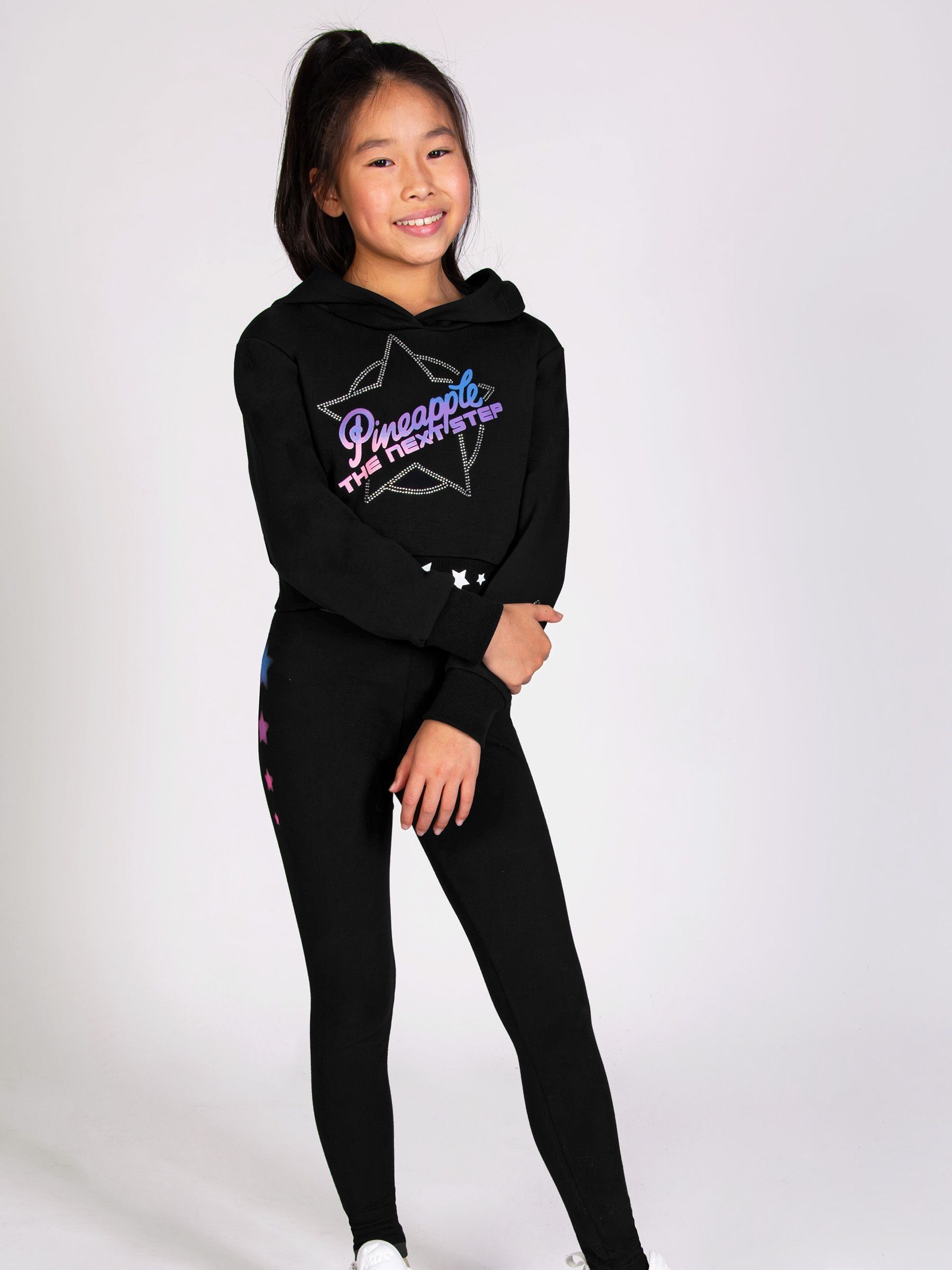Buy Pineapple Black X The Next Step Logo Crop Hoodie from the Next UK ...