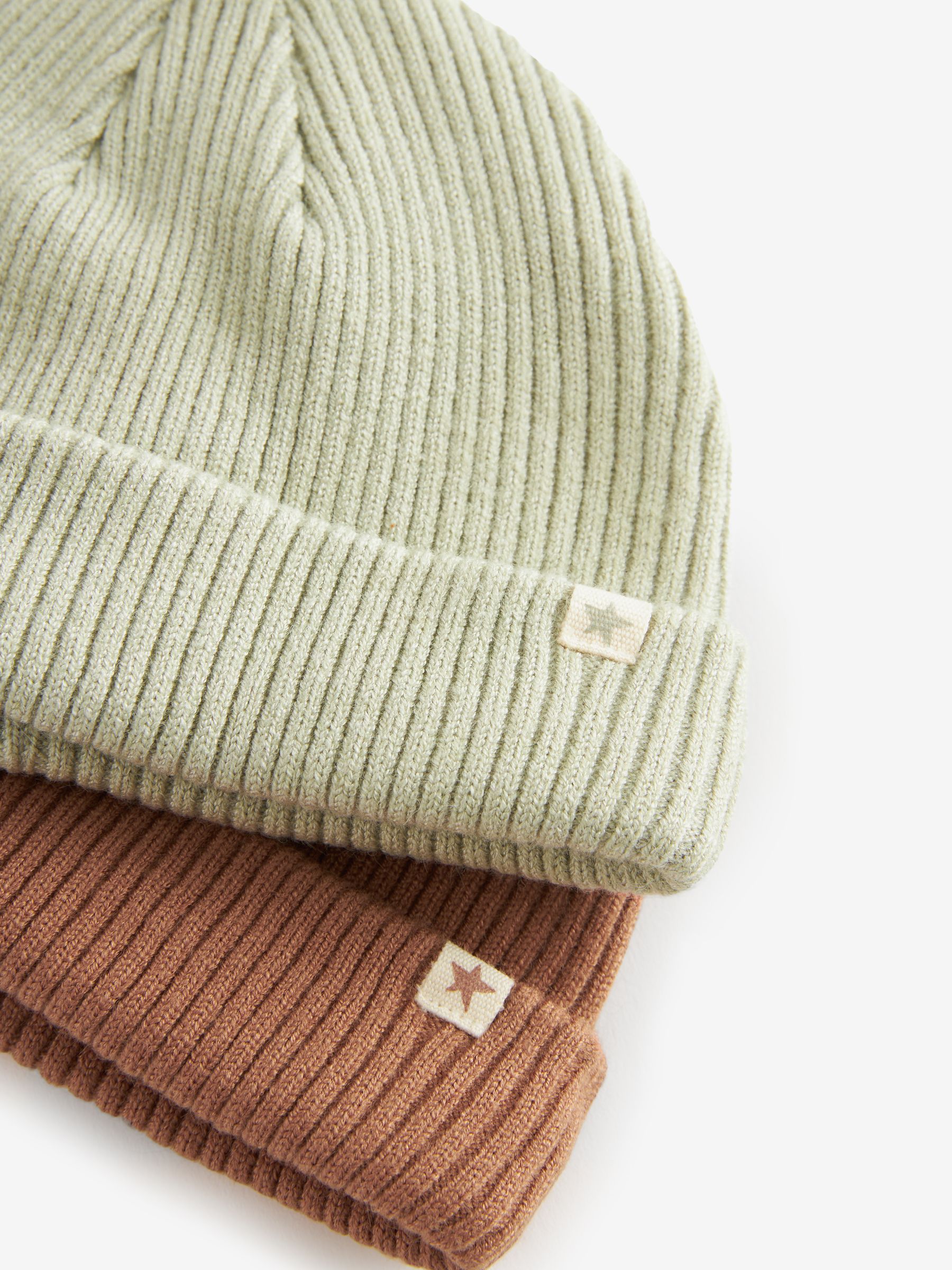 Buy Rust Brown/Sage Green Baby Beanie Hats 2 Pack (0mths-2yrs) from the ...