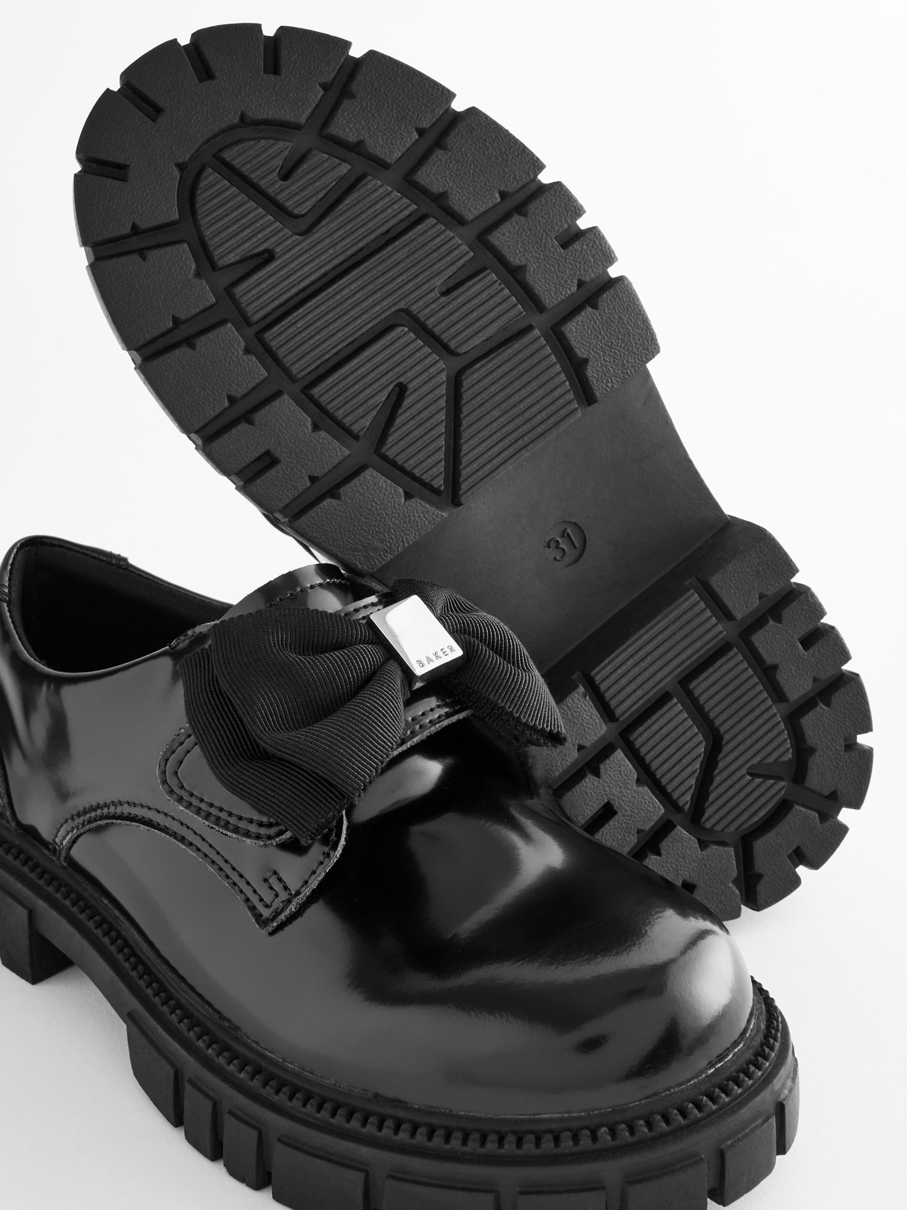 Buy Baker by Ted Baker Girls Black Chunky School Shoes with Bow from ...