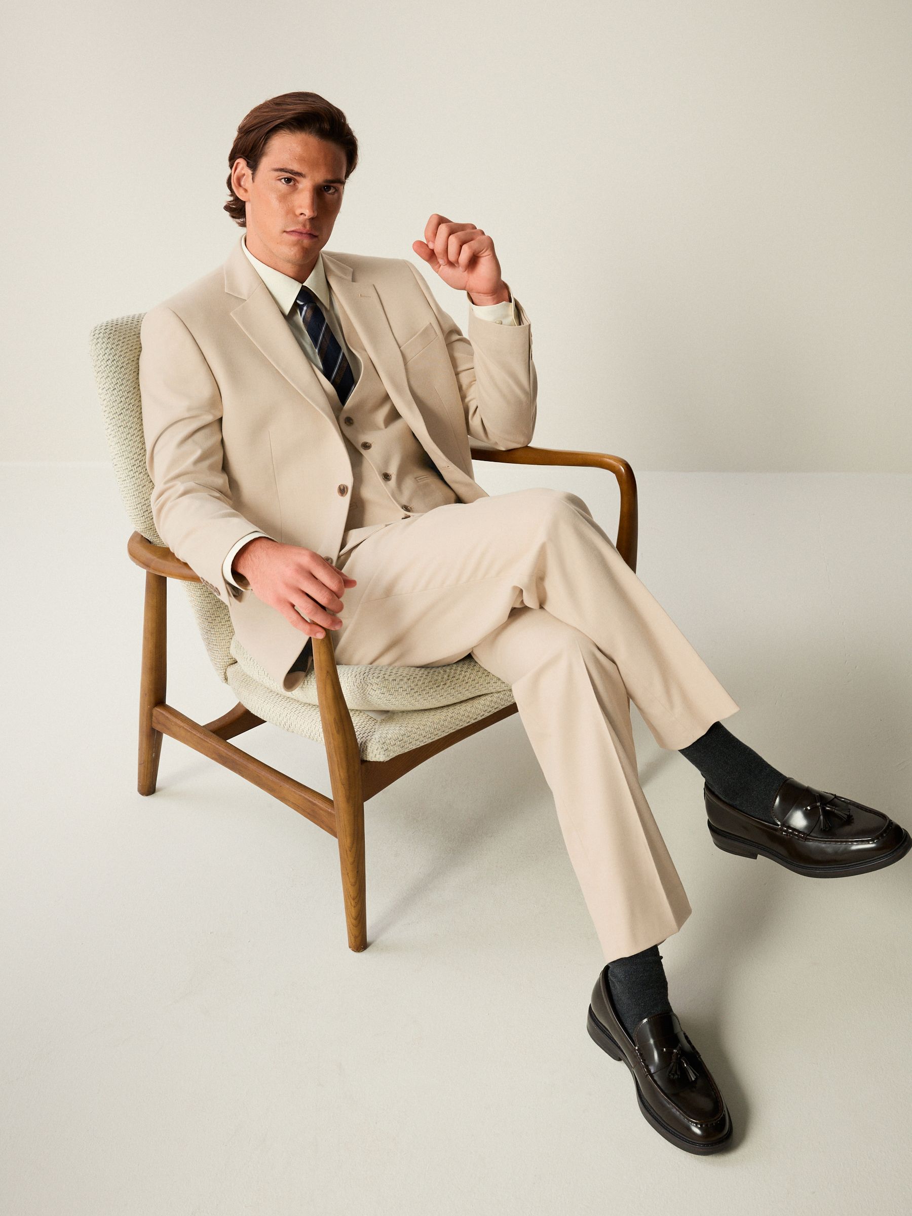 Buy Neutral Slim Fit Flannel Suit Jacket from the Next UK online shop
