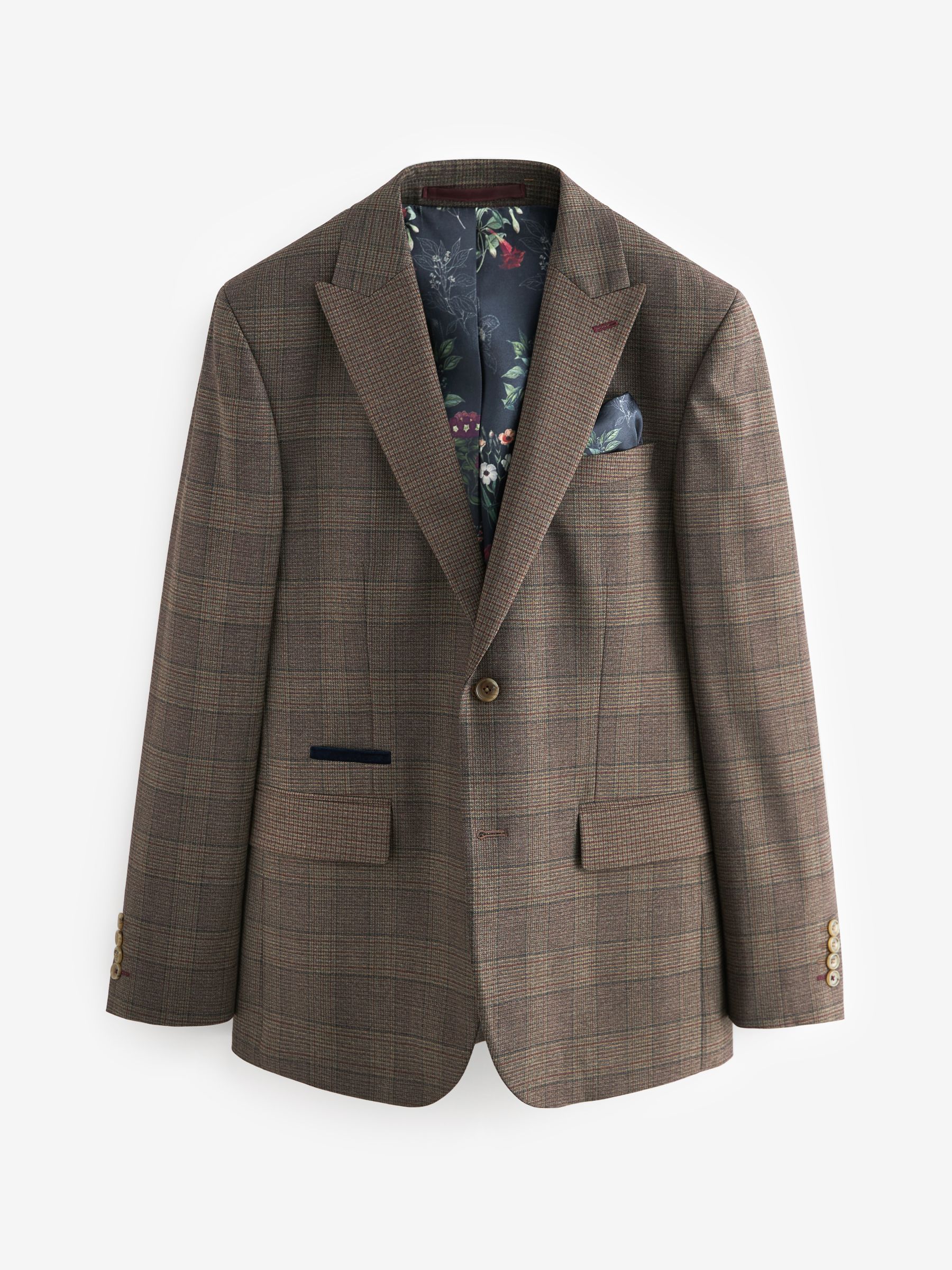 Buy Brown Trimmed Check Suit Jacket from the Next UK online shop