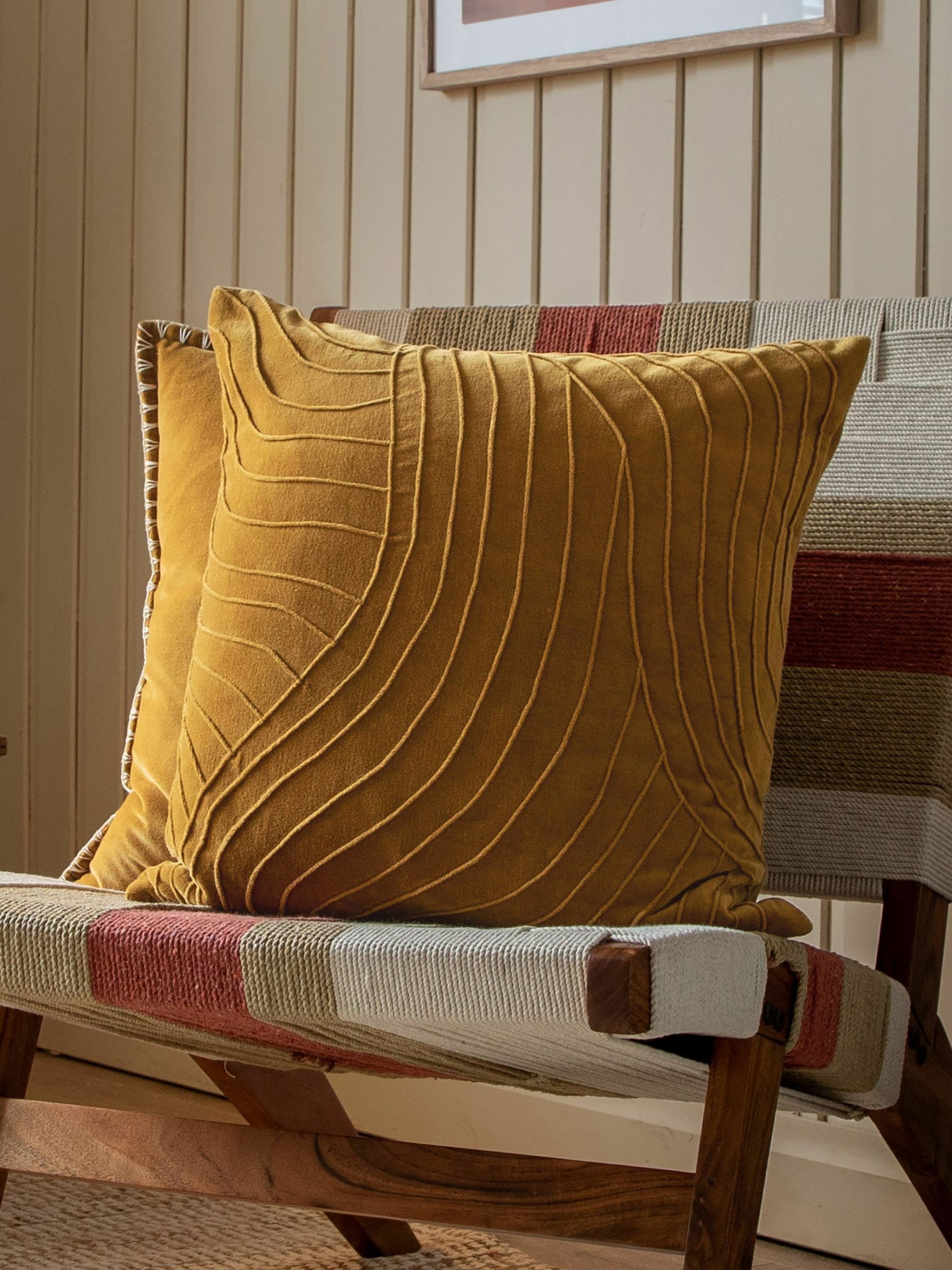 Buy Voyage Mustard Waterfall Abstract Cushion from the Next UK online shop