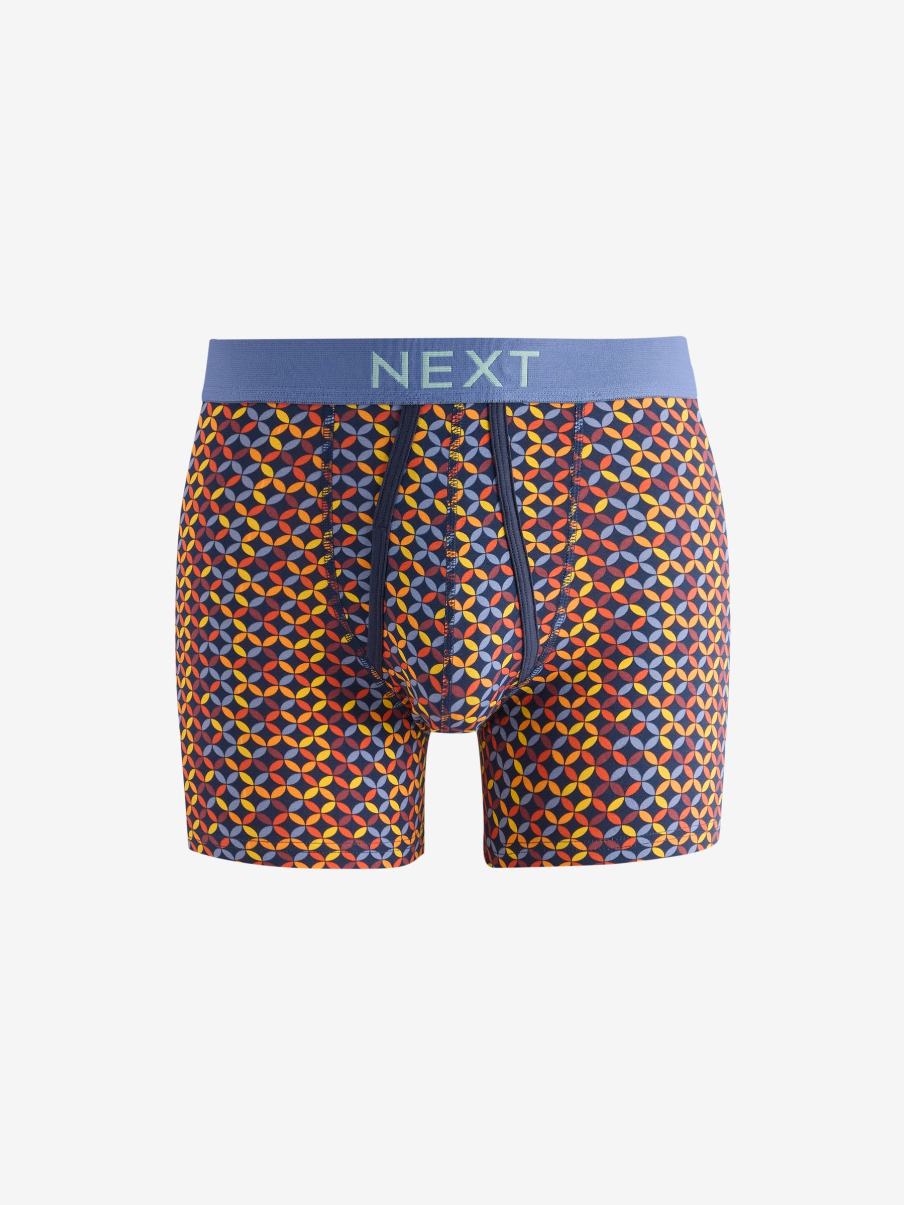 Buy Navy Blue/Orange Spot/Stripe 10 pack A-Front Boxers from the Next ...