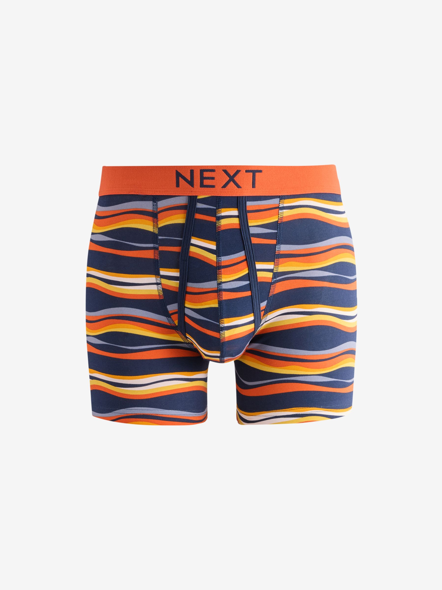 Buy Navy Blue/Orange Spot/Stripe 10 pack A-Front Boxers from the Next ...
