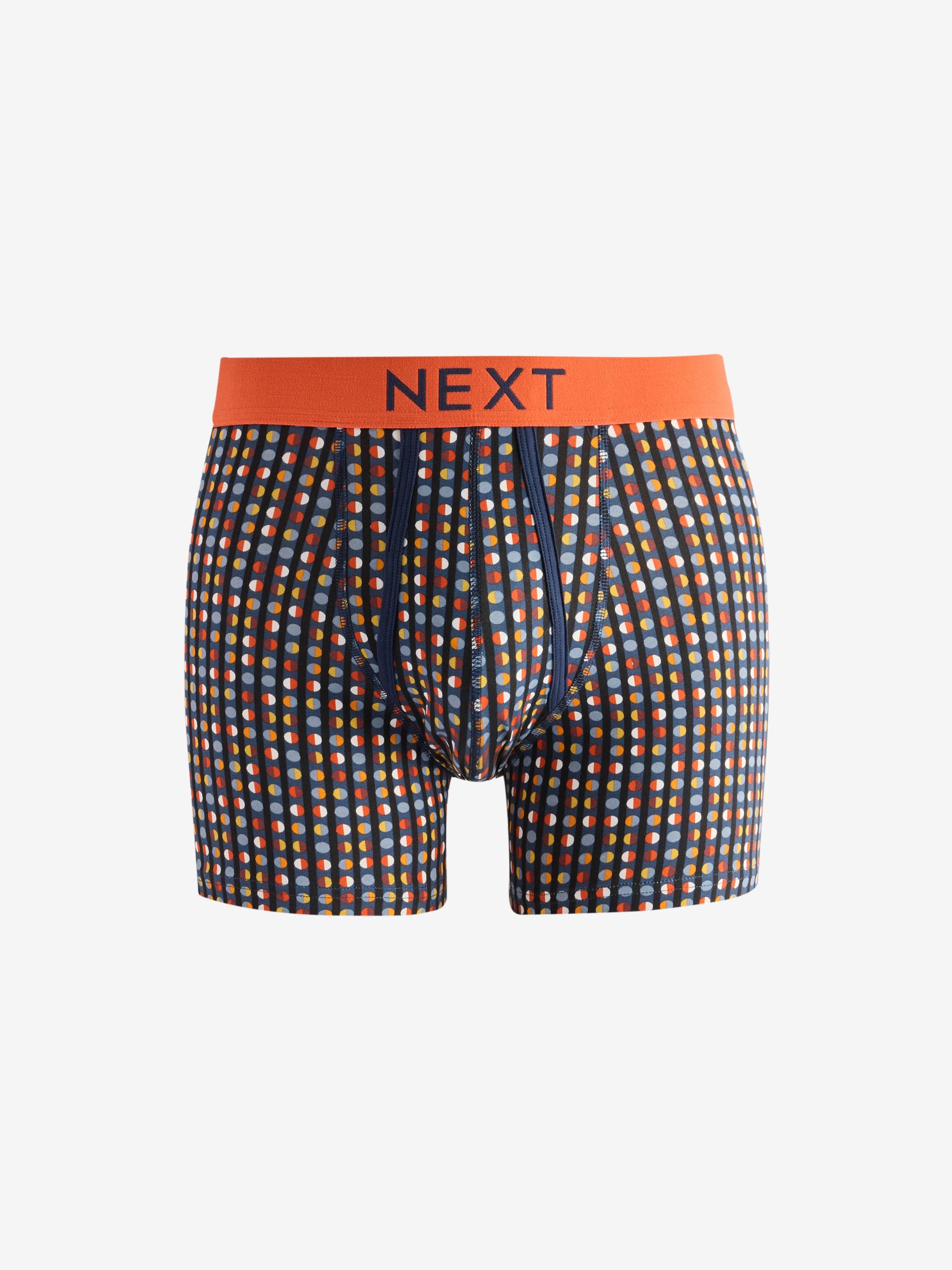 Buy Navy Blue/Orange Spot/Stripe 10 pack A-Front Boxers from the Next ...