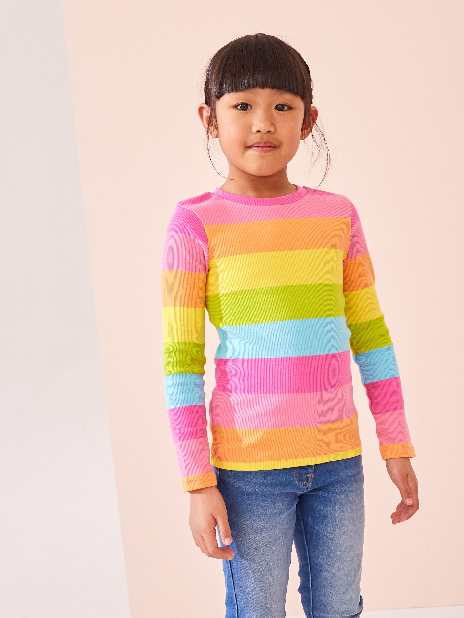 Buy Multi Stripe Long Sleeve Ribbed Top (3-16yrs) from the Next UK ...