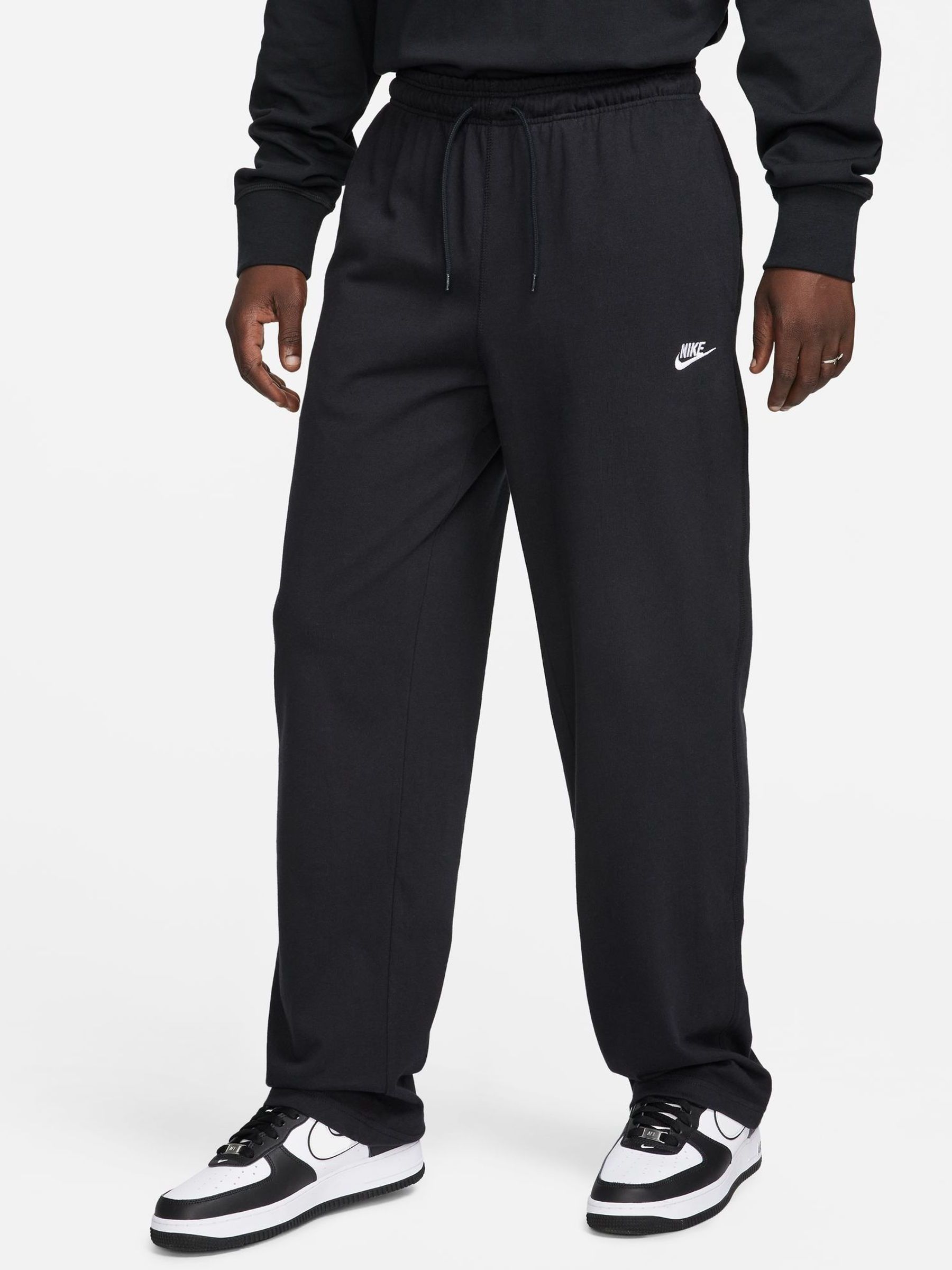 Buy Nike Black Sportswear Club Knit Open Hem 100% Cotton Joggers from ...