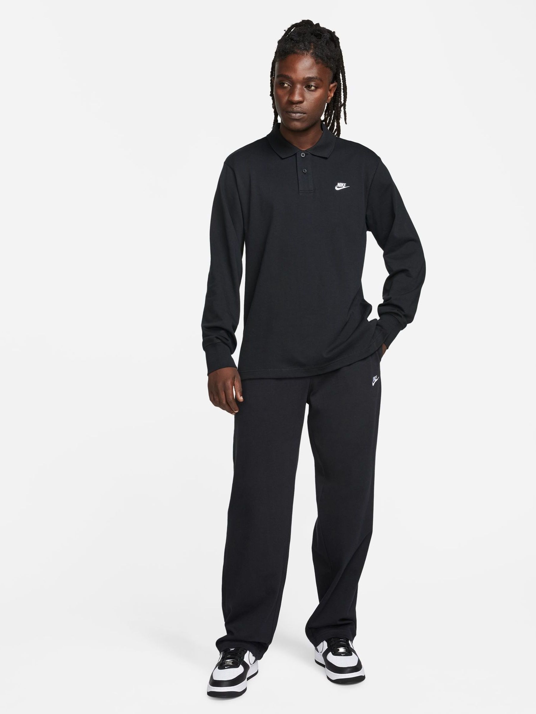 Buy Nike Black Sportswear Club Knit Open Hem 100% Cotton Joggers from ...