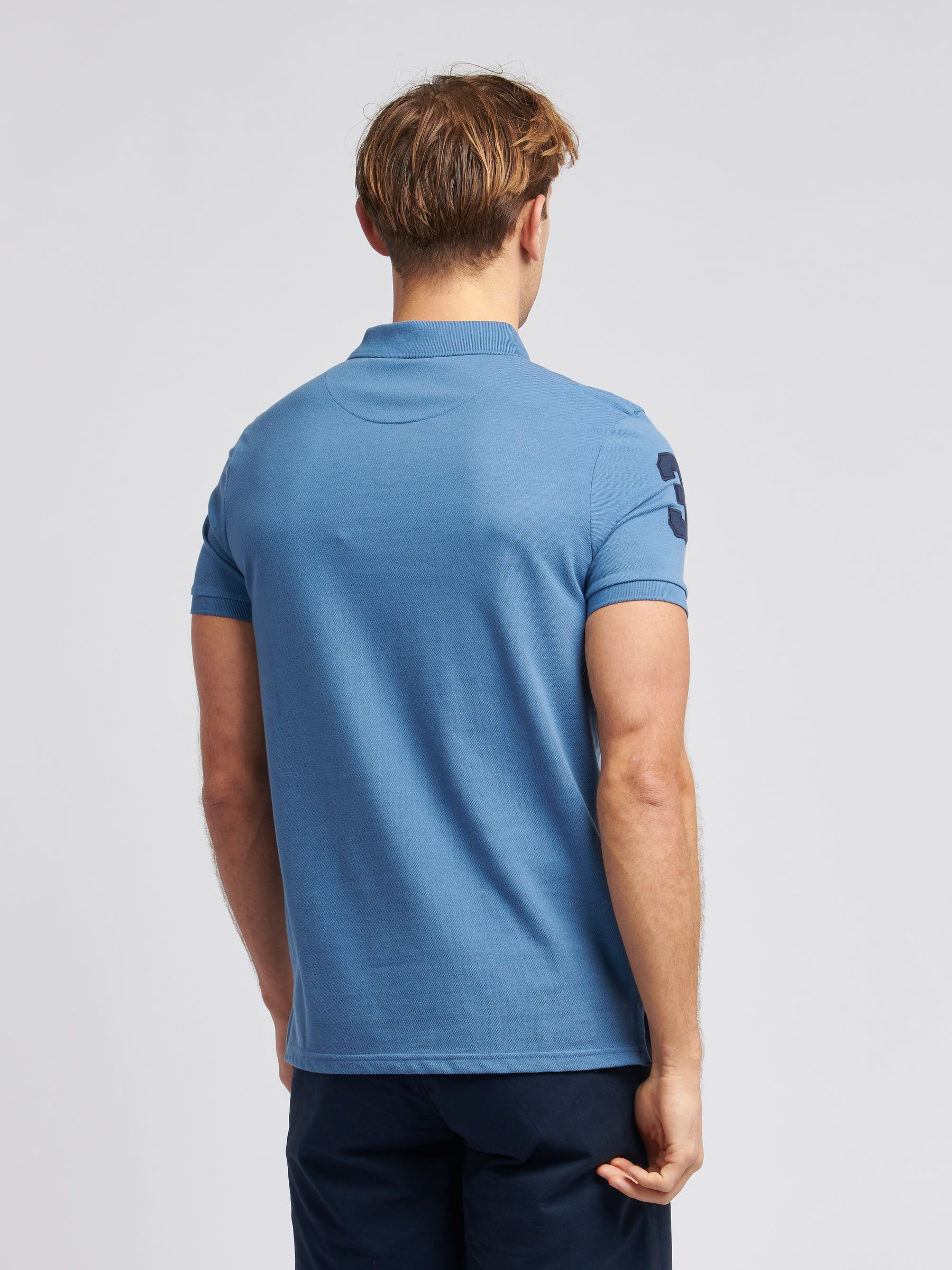Buy U.S. Polo Assn. Sky Blue Regular Fit Mens Player 3 Pique 100% ...
