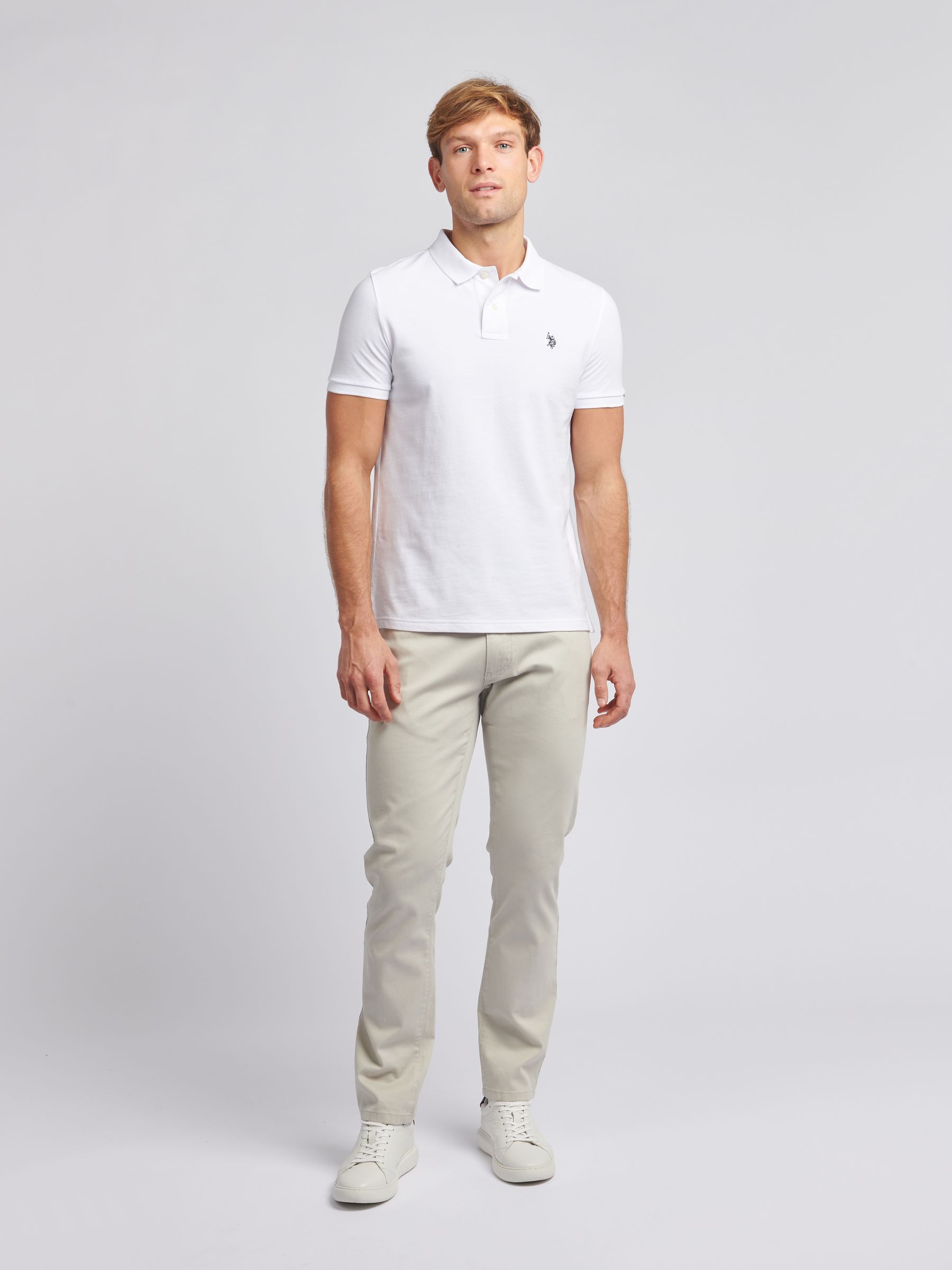 Buy U.S. Polo Assn. White Regular Fit Pique 100% Cotton Polo Shirt from ...