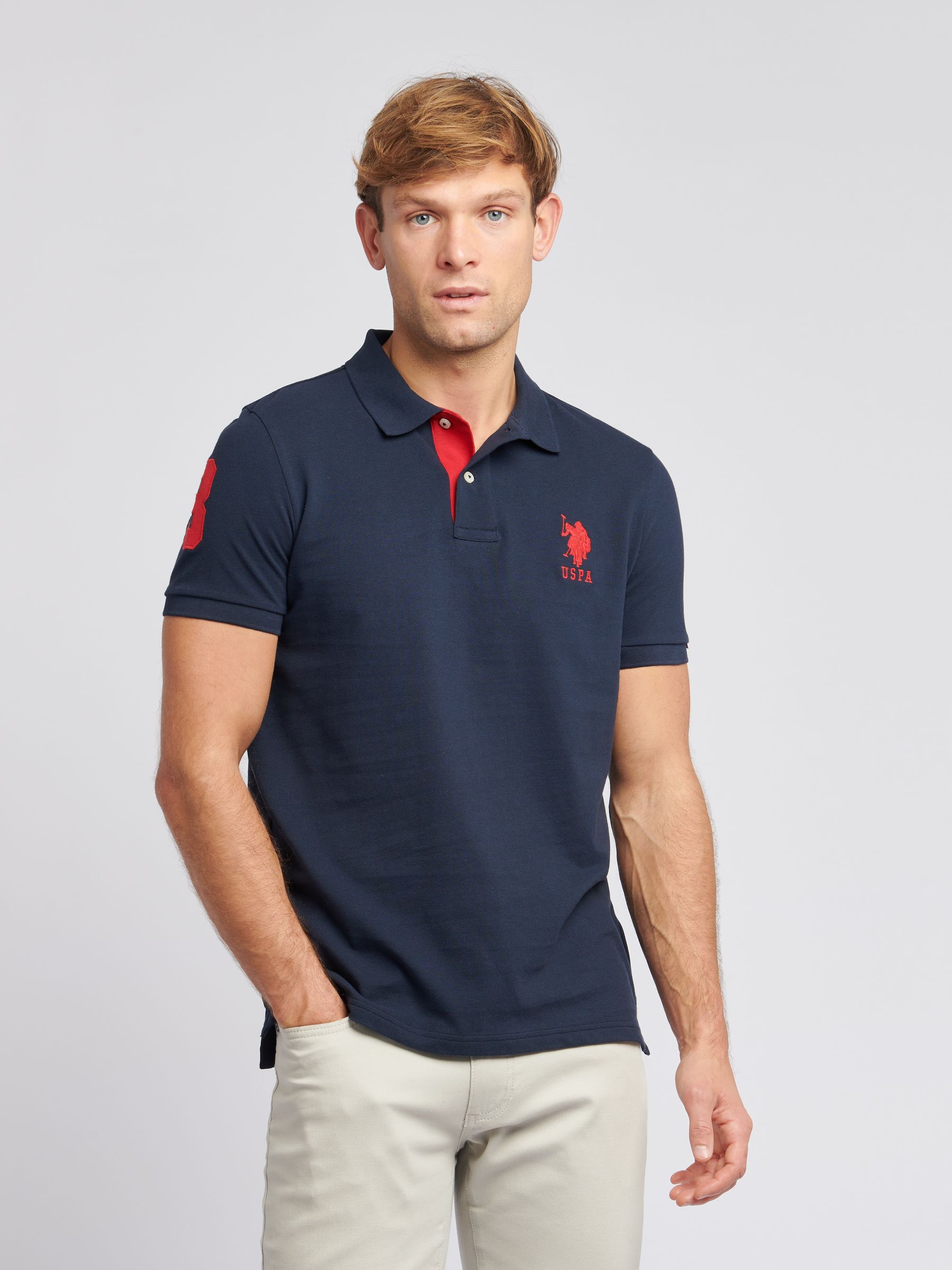 Buy U.S. Polo Assn. Navy Blue Regular Fit Player 3 Pique Polo Shirt ...