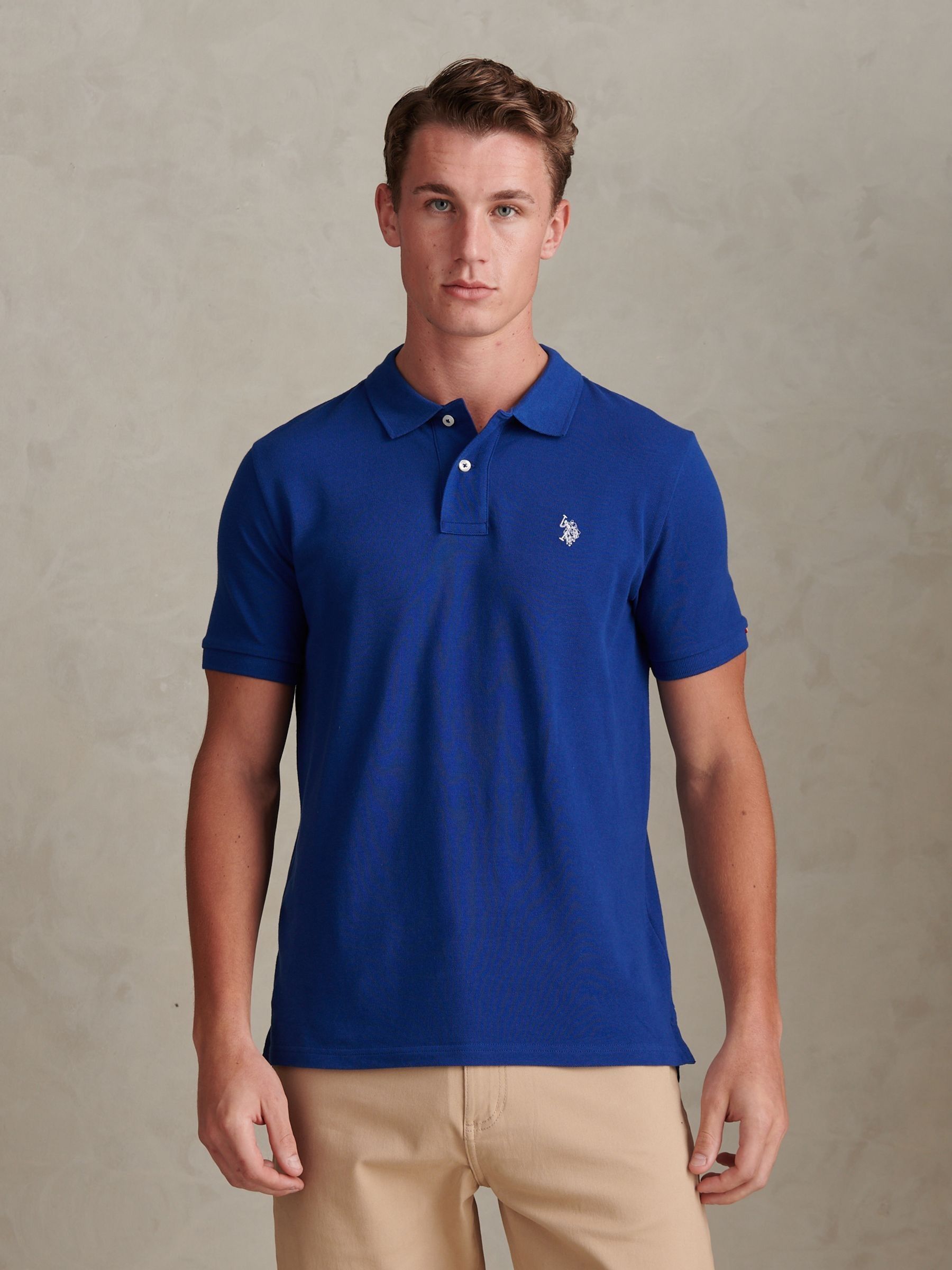 Buy U.S. Polo Assn. Bright Blue Regular Fit Pique Polo Shirt from the ...