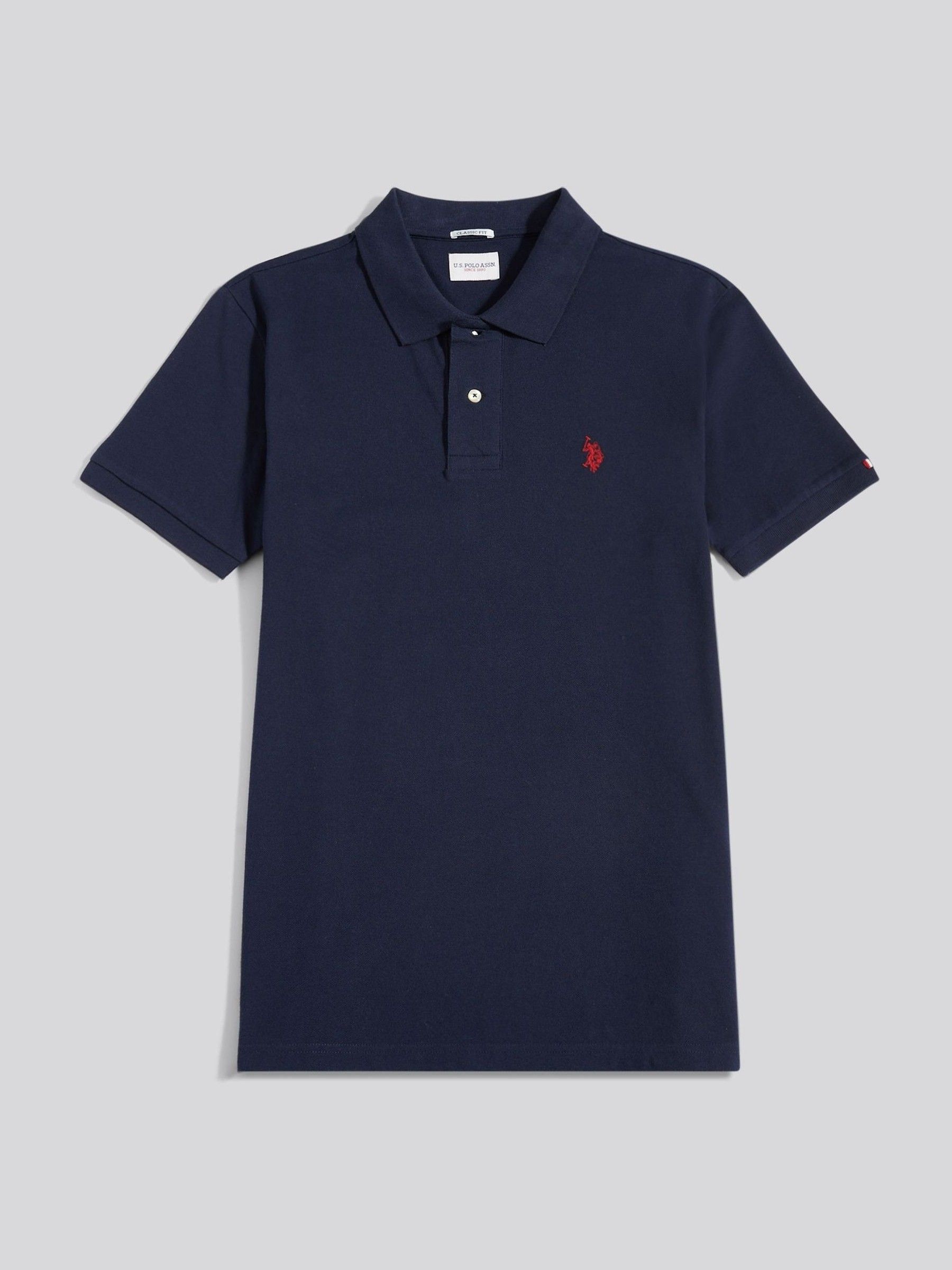 Buy U.S. Polo Assn. Navy Blue Regular Fit Pique 100% Cotton Polo Shirt ...
