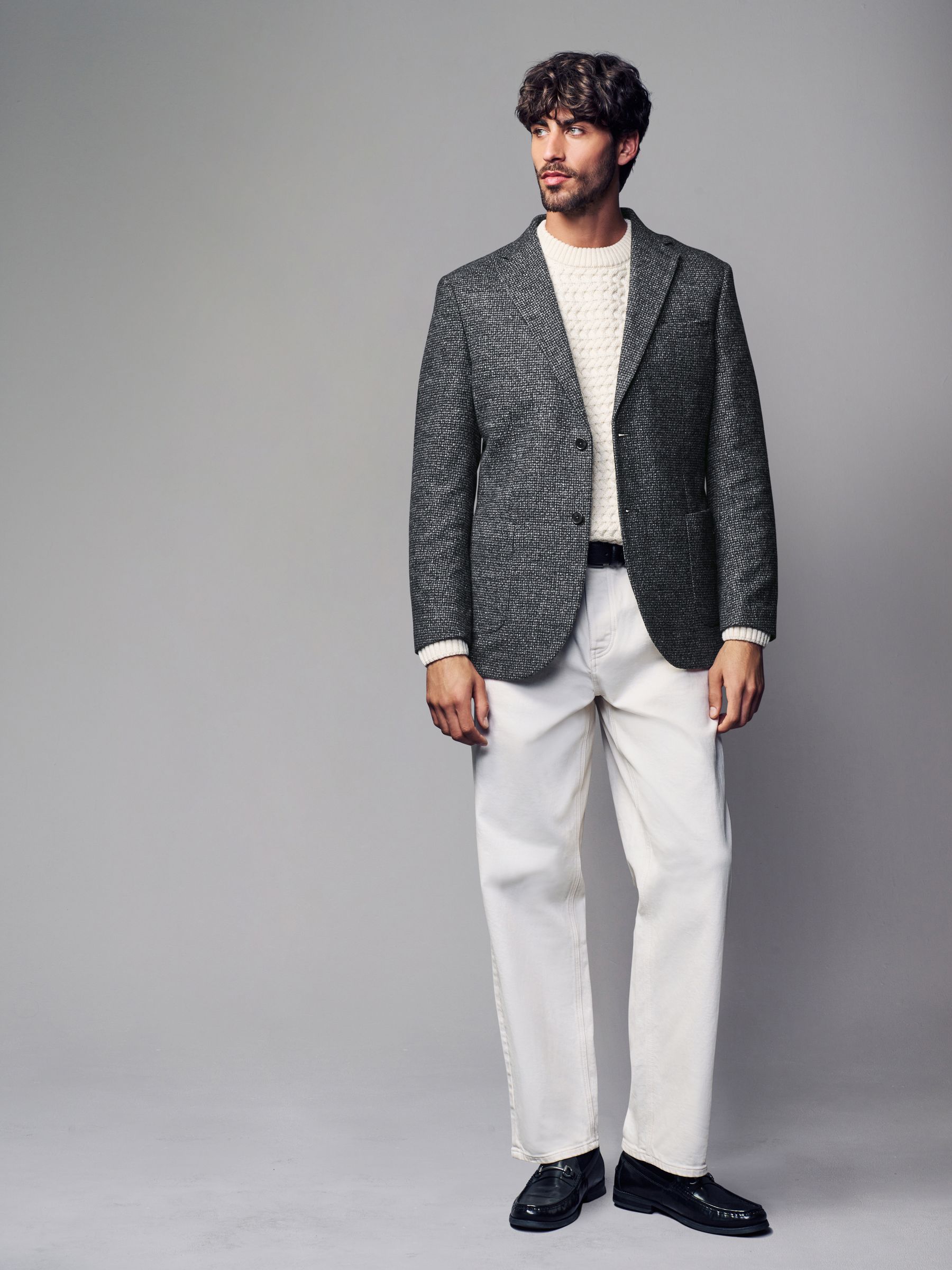 Buy Charcoal Grey Brushed Check Blazer With Wool from the Next UK ...