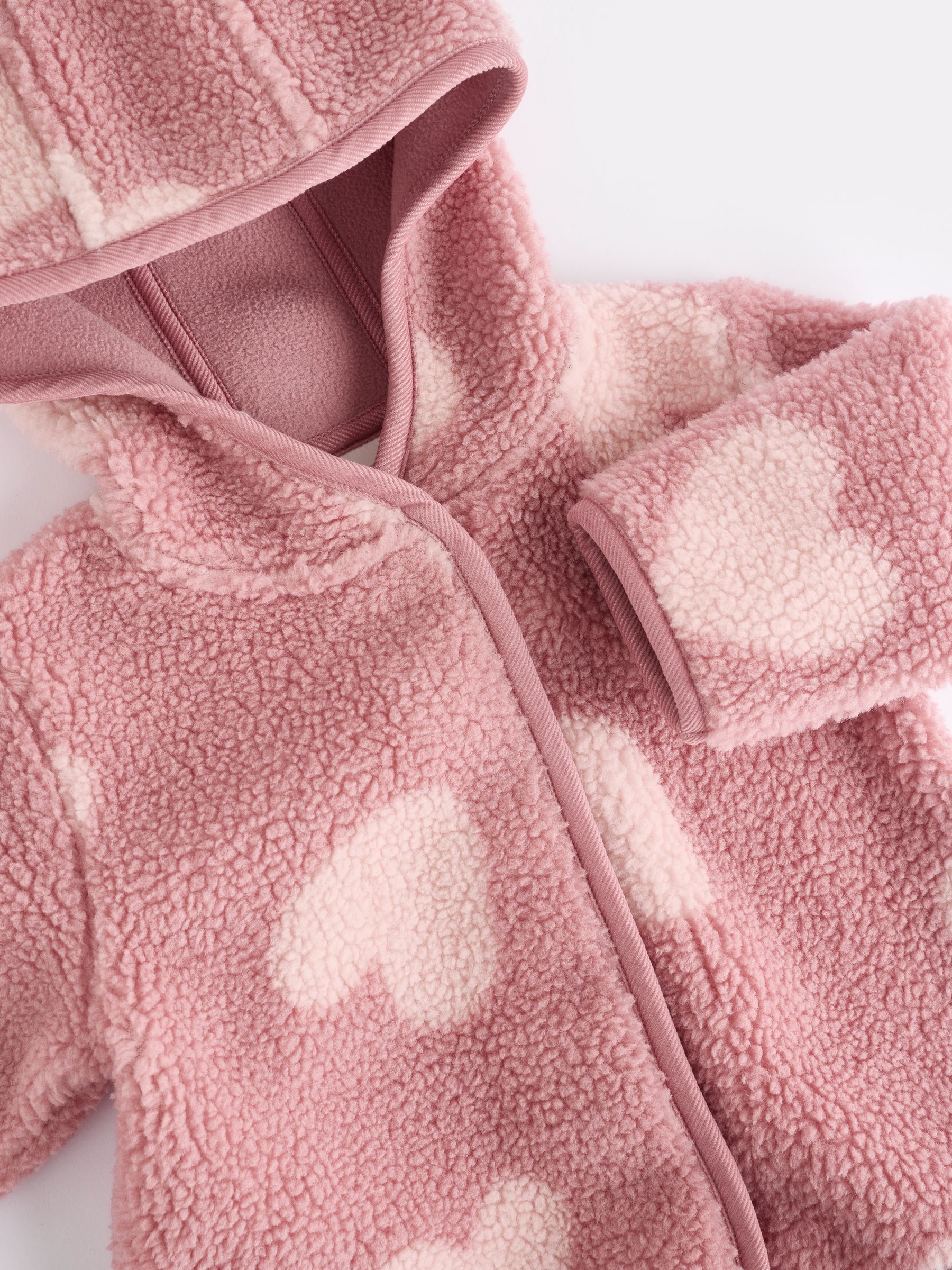 Buy Pink Heart Print Baby Borg Fleece Jacket (0mths-2yrs) from the Next ...