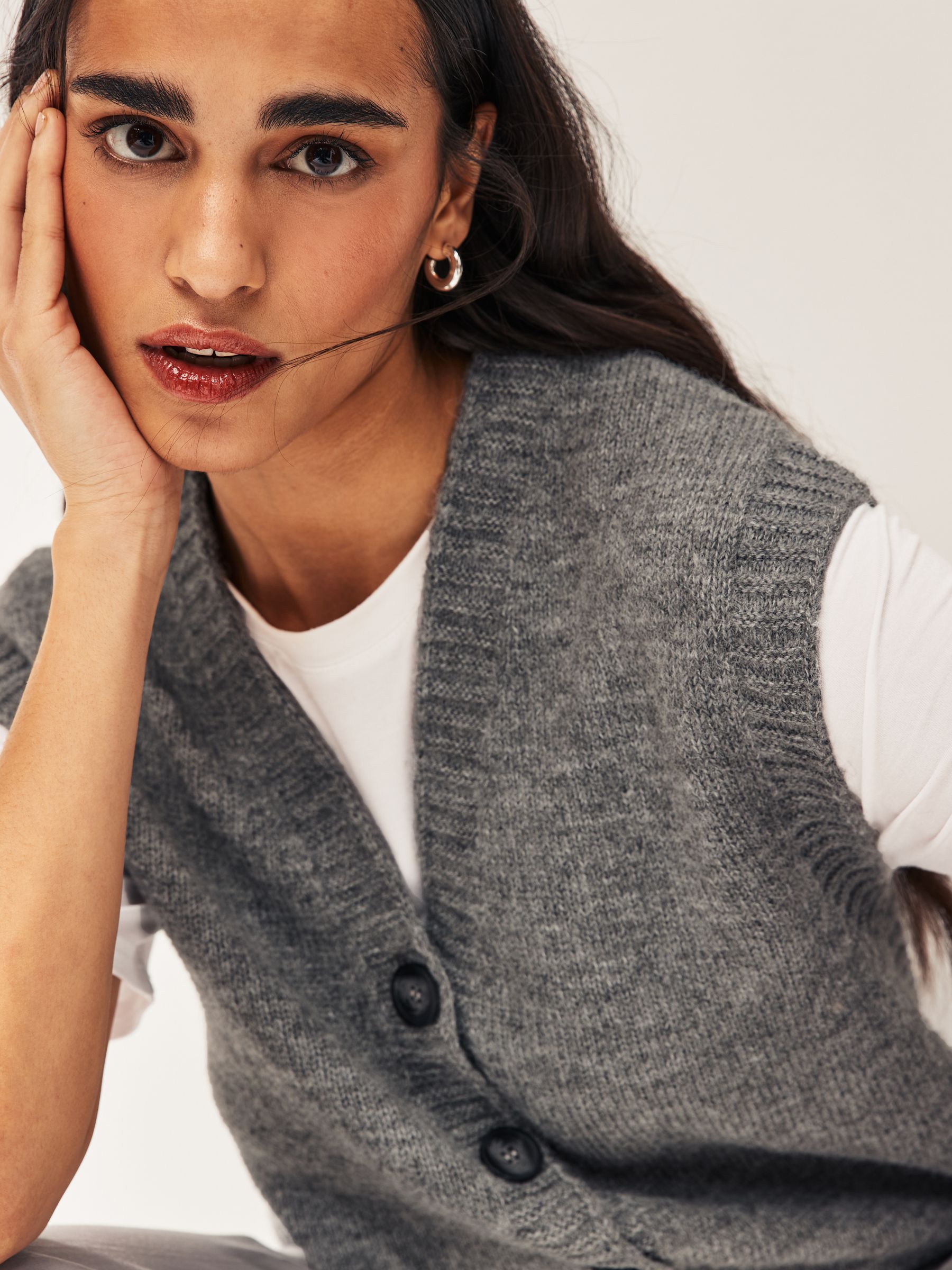 Buy Grey Button Front Knitted Tank Top from Next United Arab Emirates