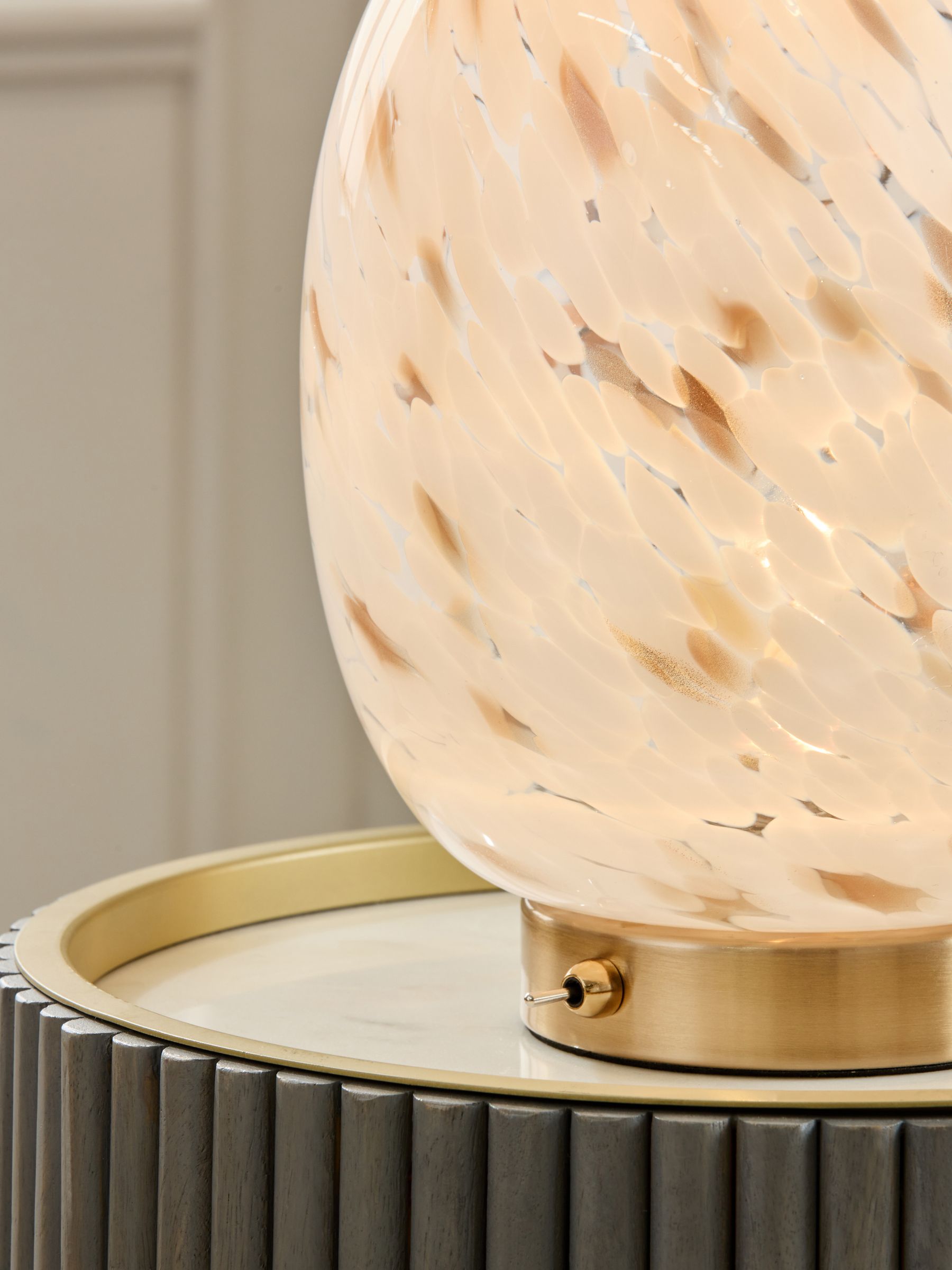 Buy White/Gold Confetti Glass Rechargeable Wireless Table Lamp from the ...