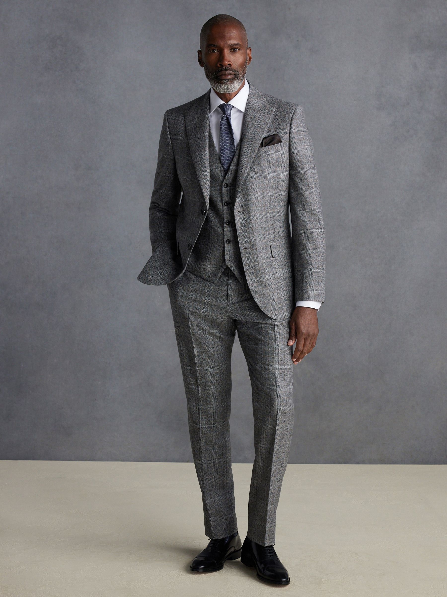 Buy Grey Signature Marzotto Check Suit Waistcoat from the Next UK ...