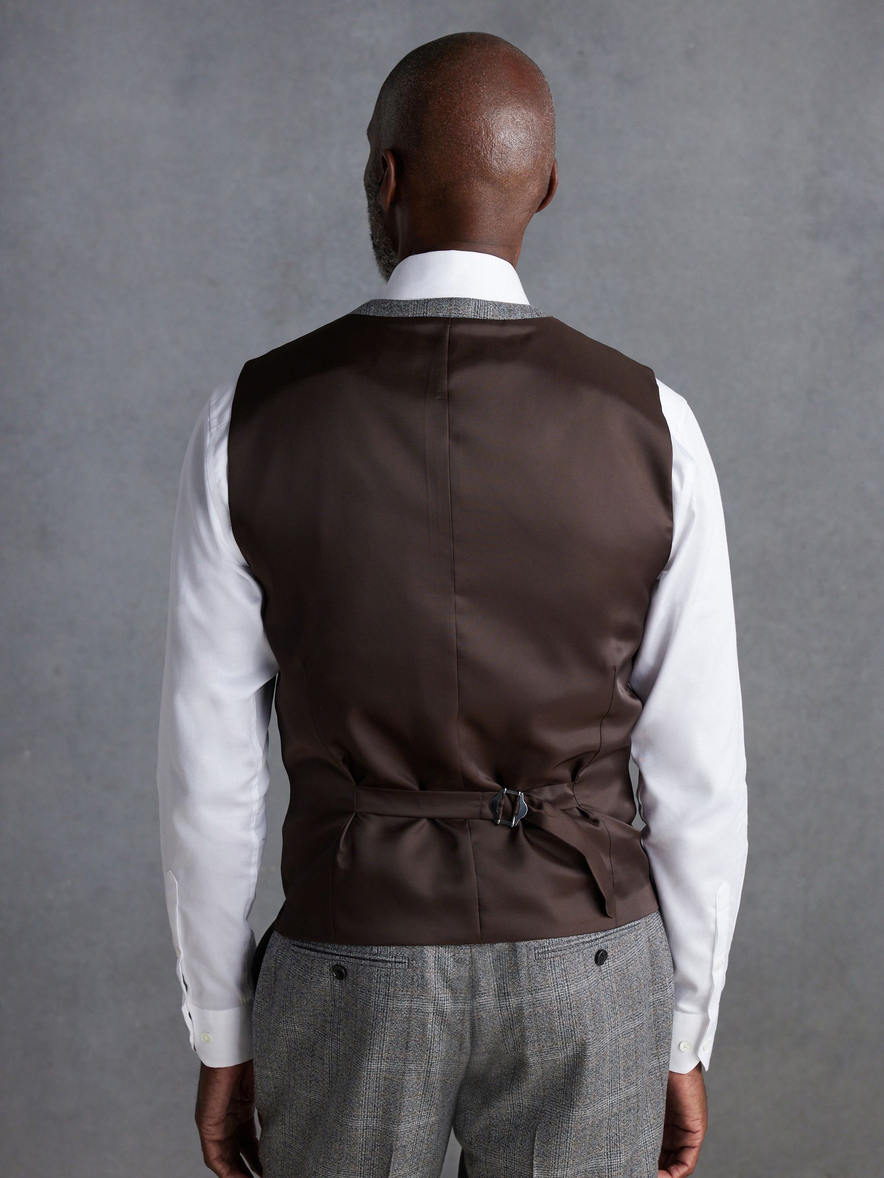 Buy Grey Signature Marzotto Check Italian Wool Suit Waistcoat from the ...