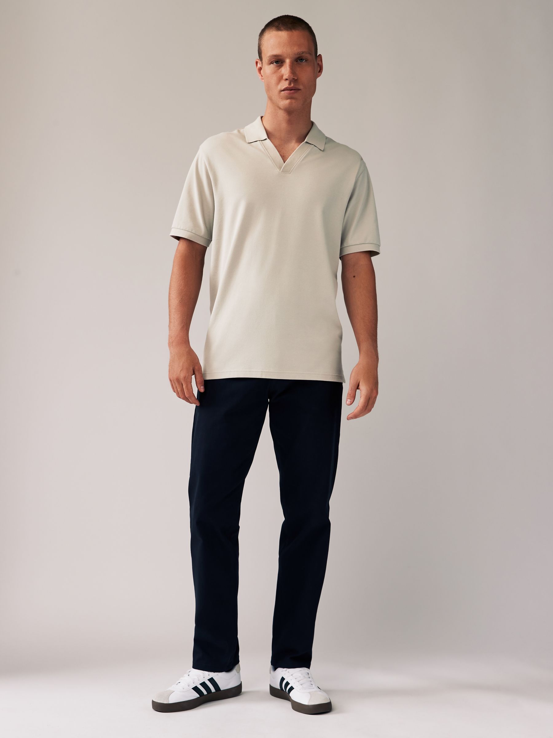 Buy Neutral Short Sleeve Cuban Collar Pique Polo Shirt from Buy Neutral Short Sleeve Cuban Collar Pique Polo Shirt from