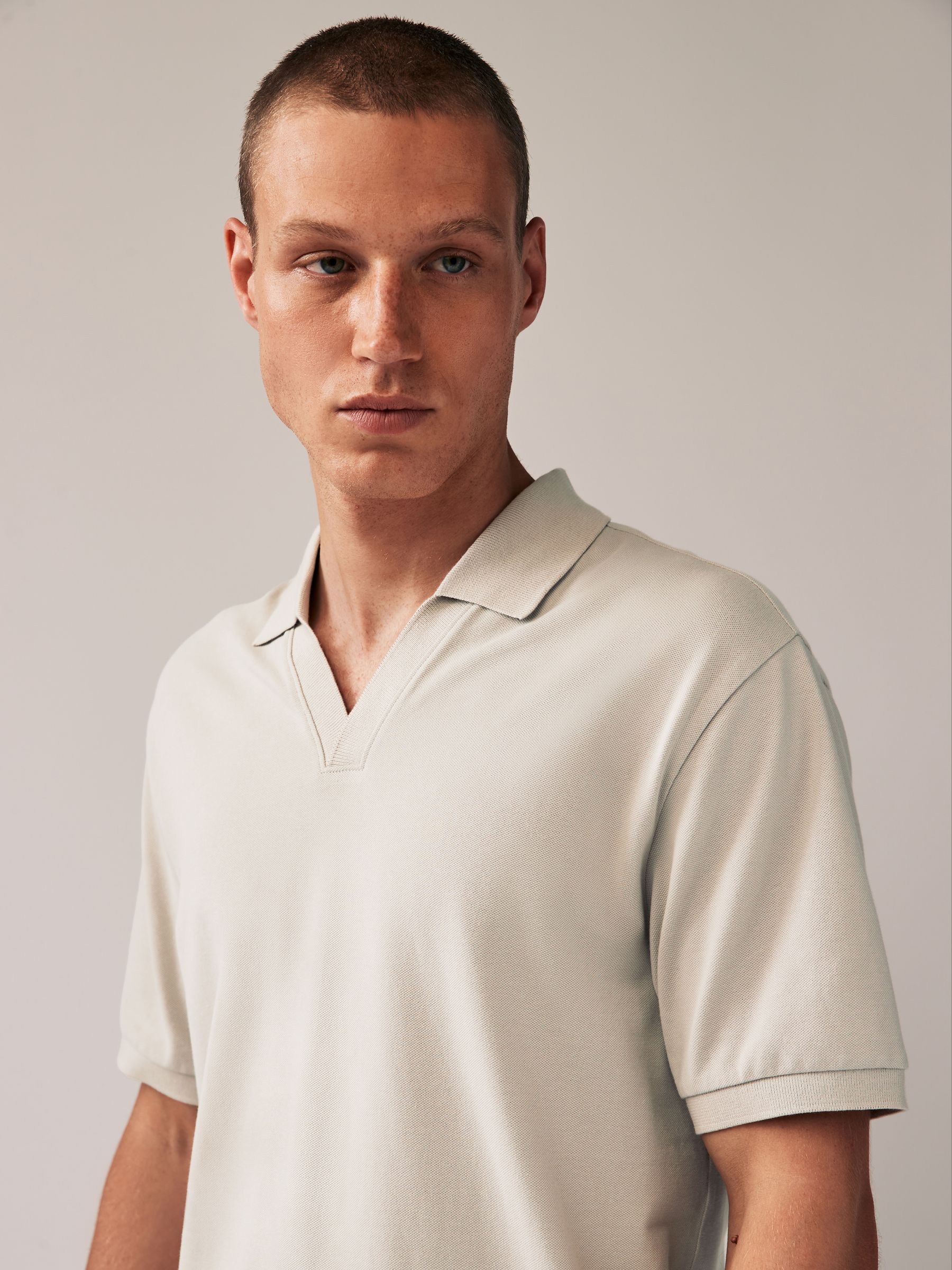 Buy Neutral Short Sleeve Cuban Collar Pique Polo Shirt from the Next UK ...