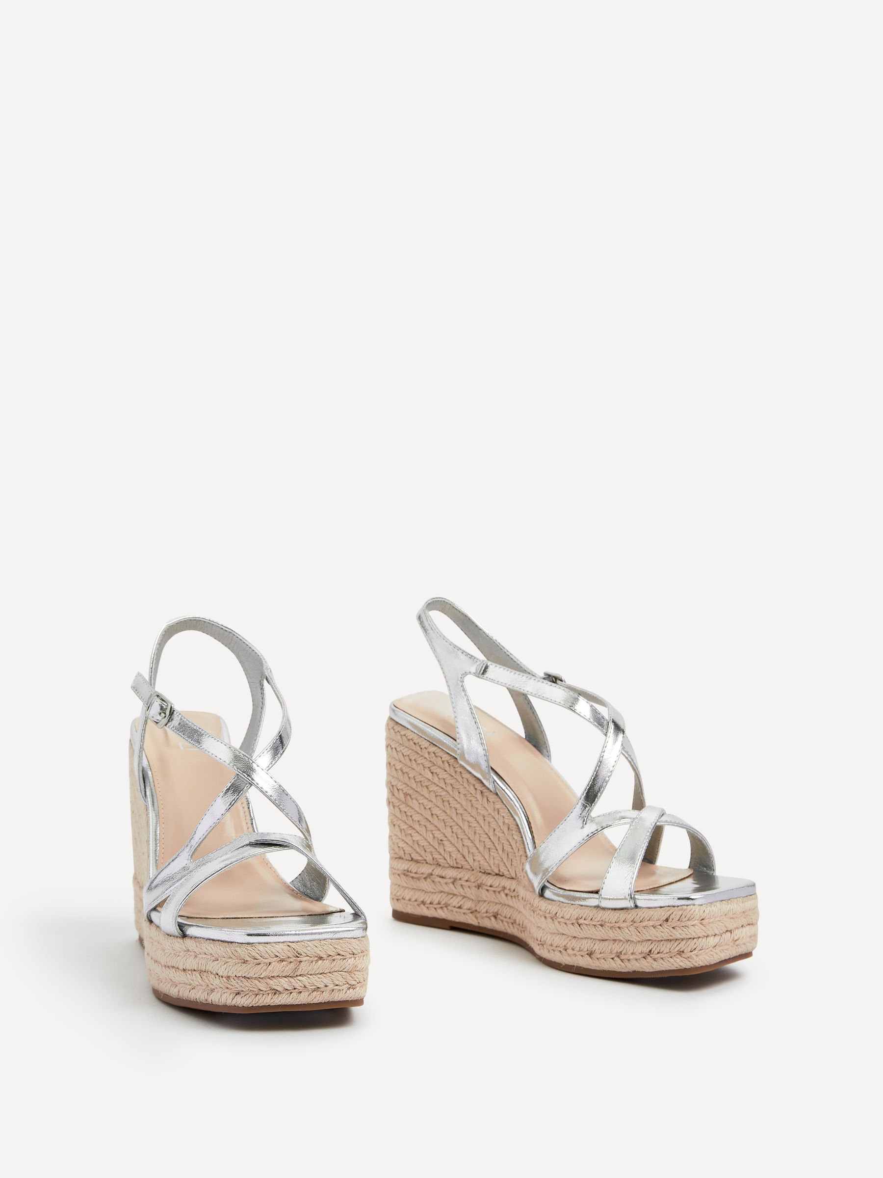 Buy Linzi Silver Lexie Strappy Square Toe Wedges from the Next UK ...