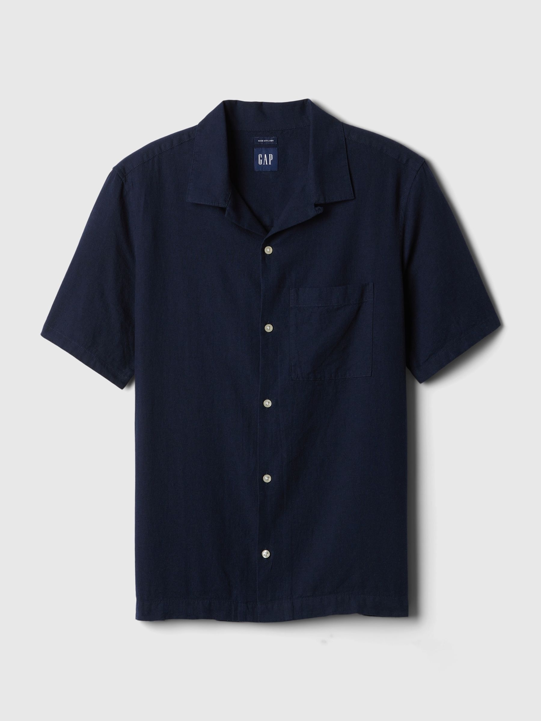 Buy Gap Navy Blue Short Sleeve Linen Cotton Shirt from Next Ireland