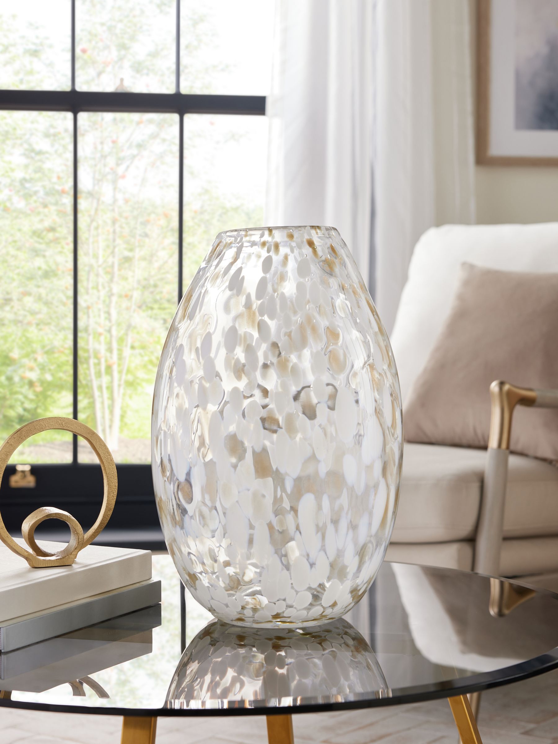 Buy White/Gold Large Confetti Glass Flower Vase from the Next UK online ...