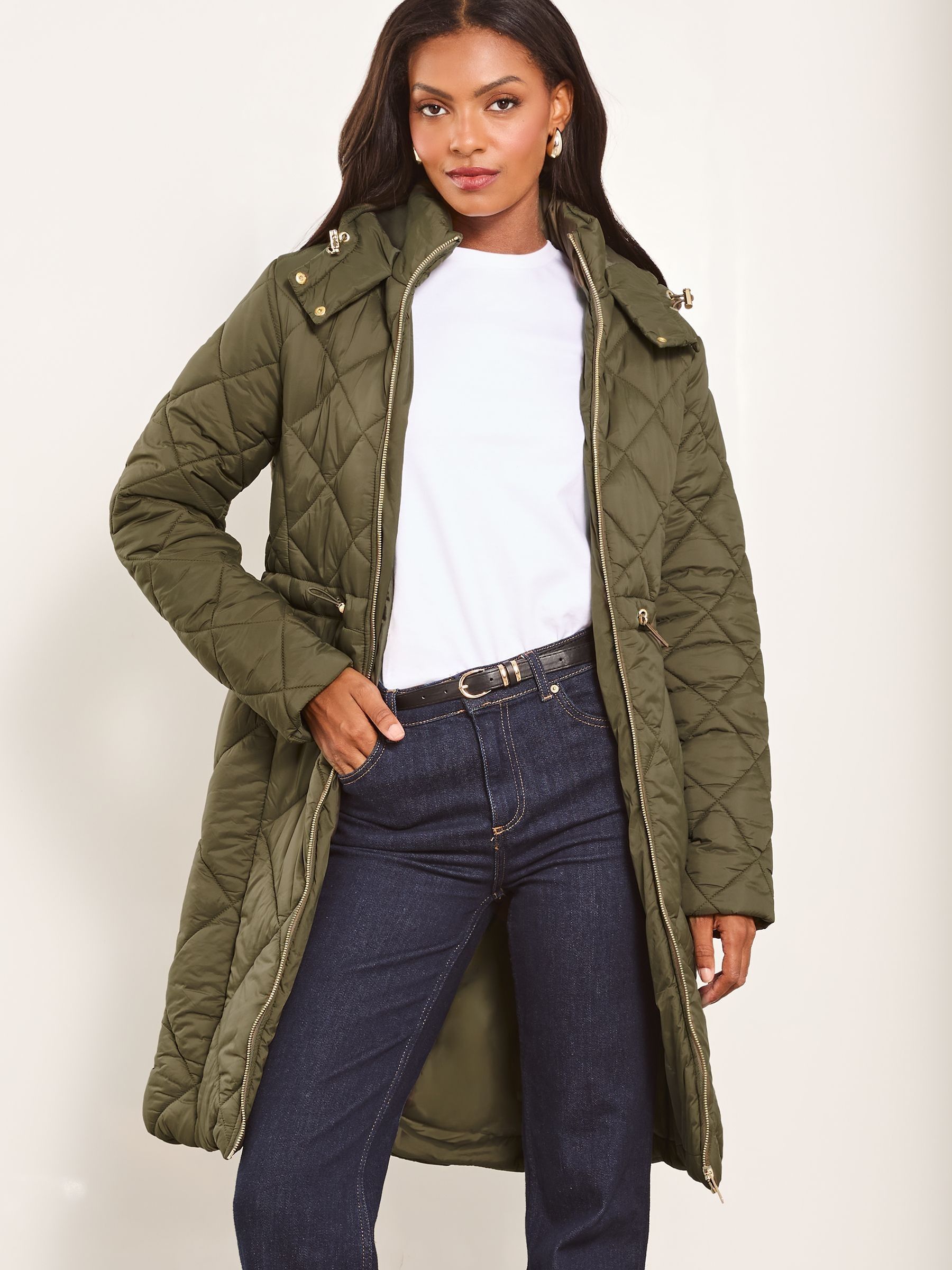 Buy Lipsy Khaki Green Shower Resistant Quilted Padded Coat from the ...