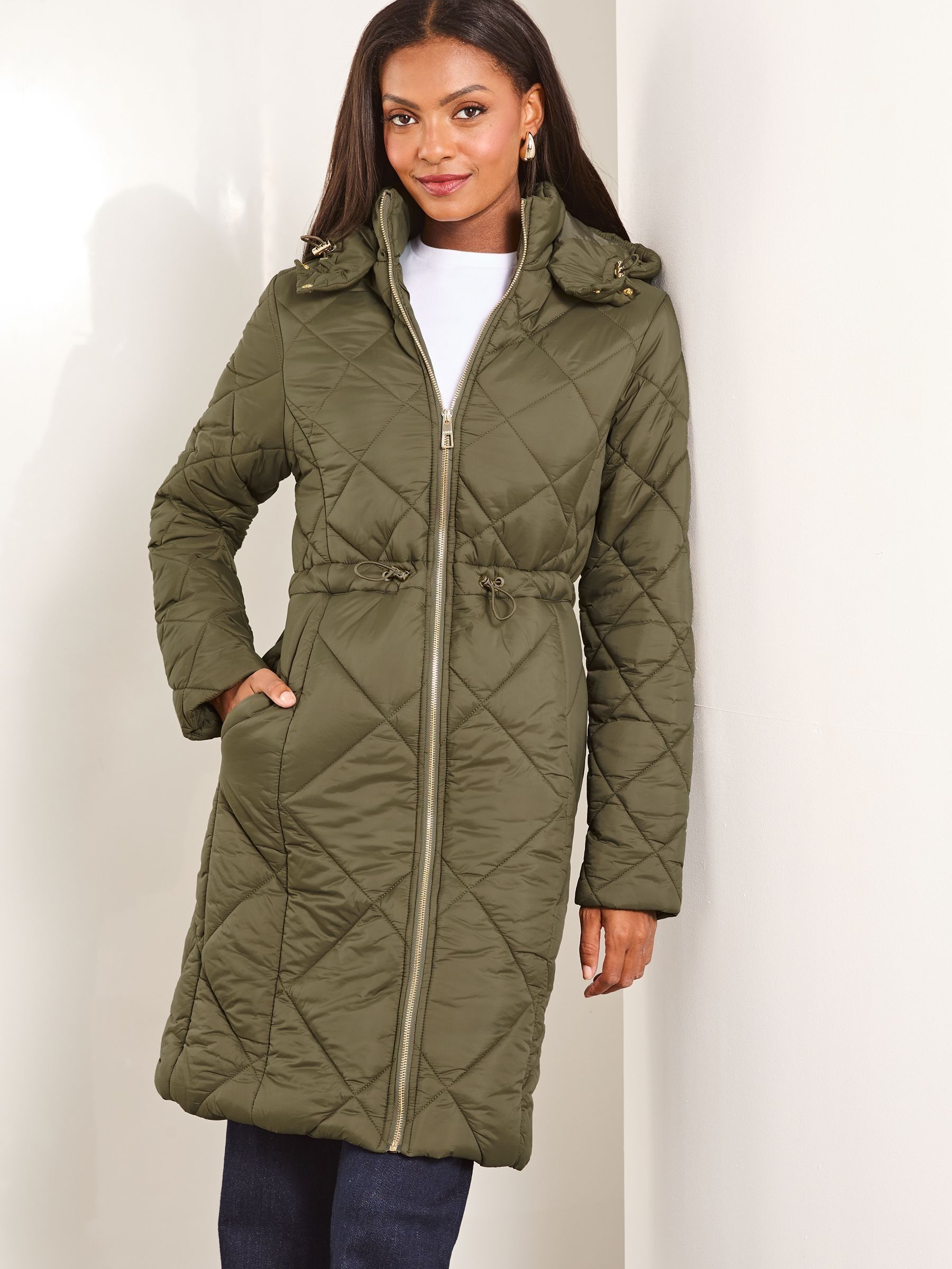 Buy Lipsy Khaki Green Shower Resistant Quilted Padded Coat from Next ...