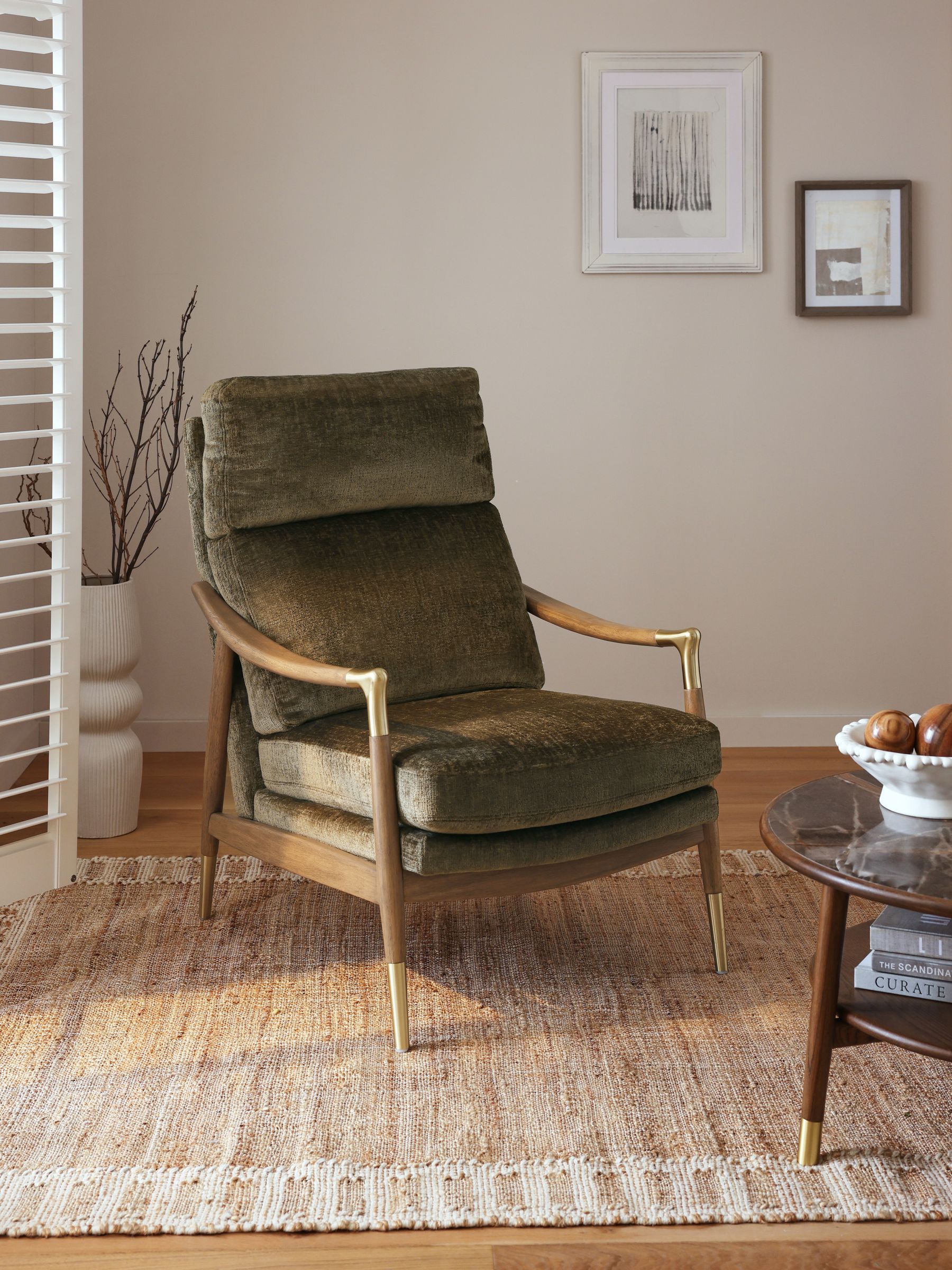 Buy Plush Chenille Moss Green Bronx Effect Frame Flinton Wooden ...