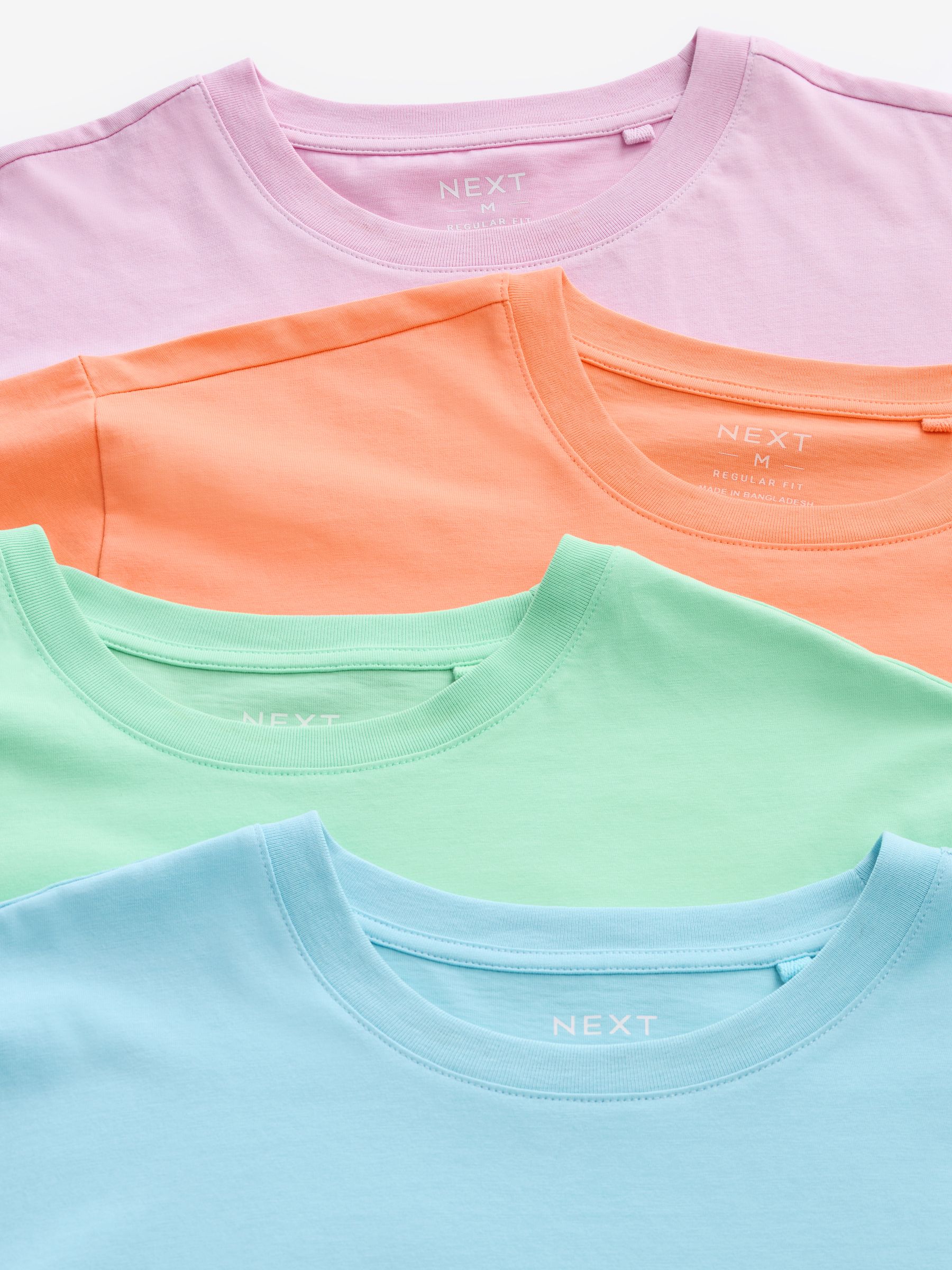 Buy Blue/Coral/Mint Green/Pink Pastel Regular Fit 100% Cotton T-Shirts ...