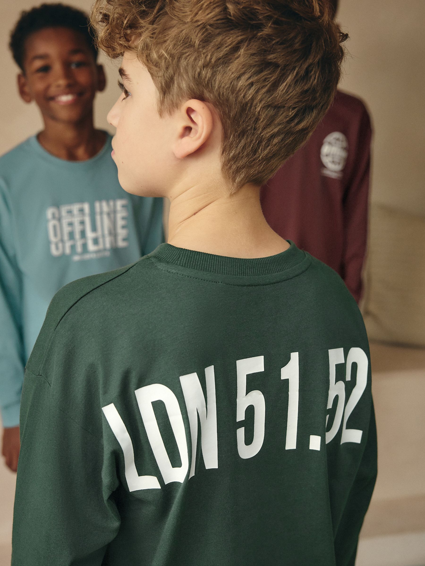 Buy Blue/Grey Text Long Leg Pyjamas 3 Pack (3-16yrs) from the Next UK ...